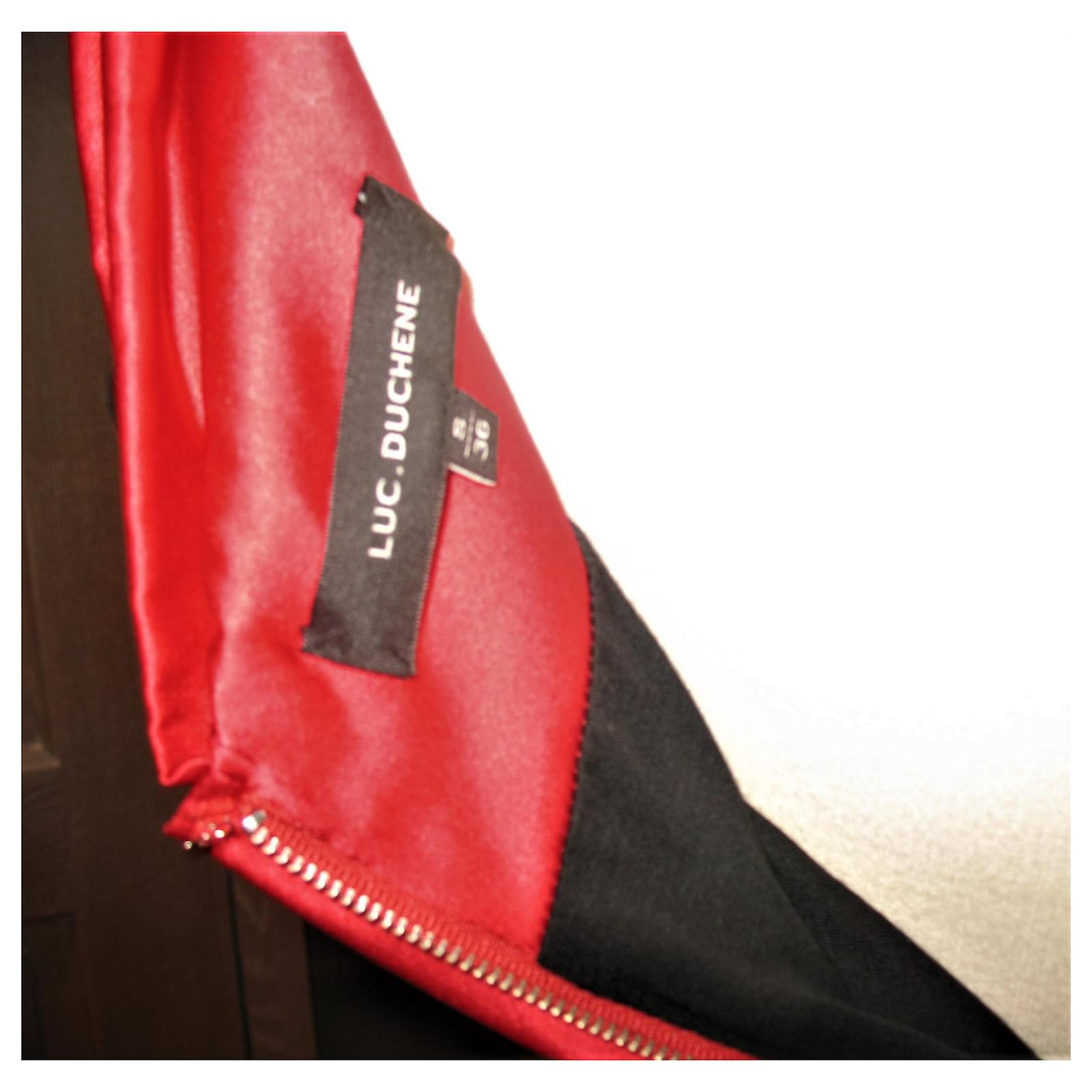 Autre Marque Red silk satin draped dress of Luc Duchene ref.159609 ...