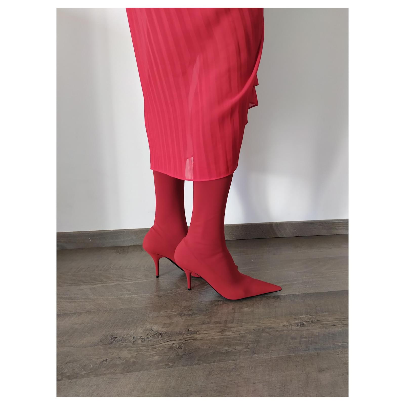 Bottines Knife Balenciaga Toile Rouge ref.160282 - Joli Closet