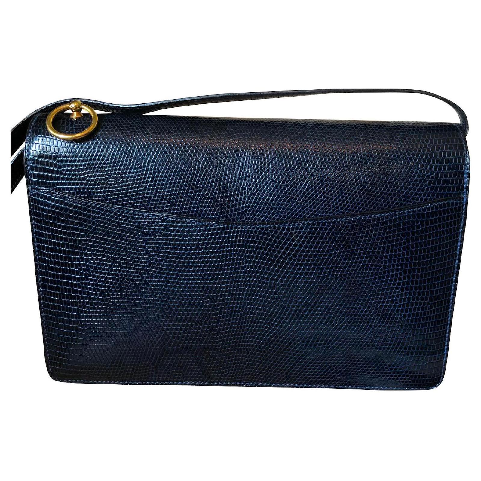 Médor Hermès Sac Medor Cuir Bleu Marine ref.161733 - Joli Closet