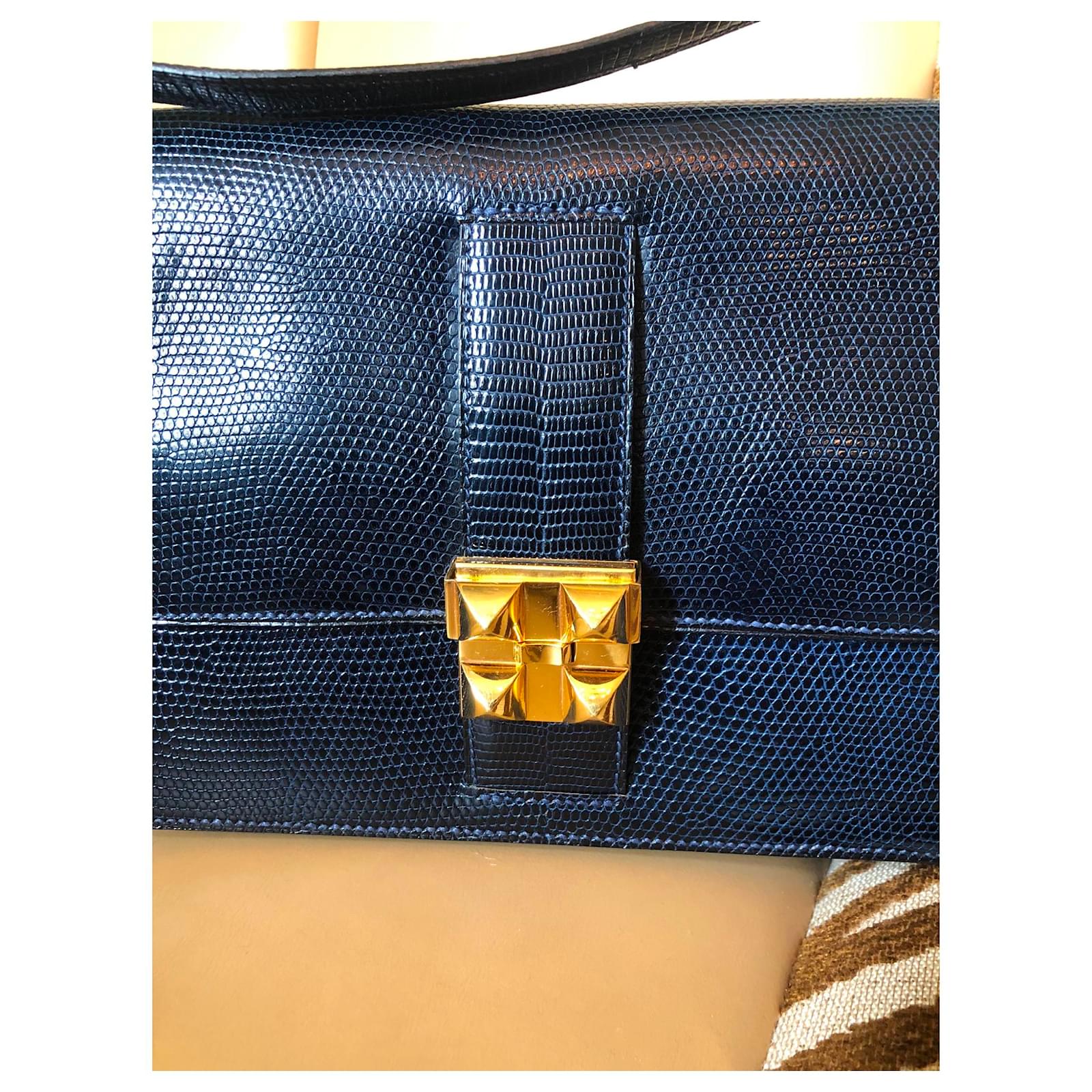 Médor Hermès Sac Medor Cuir Bleu Marine ref.161733 - Joli Closet