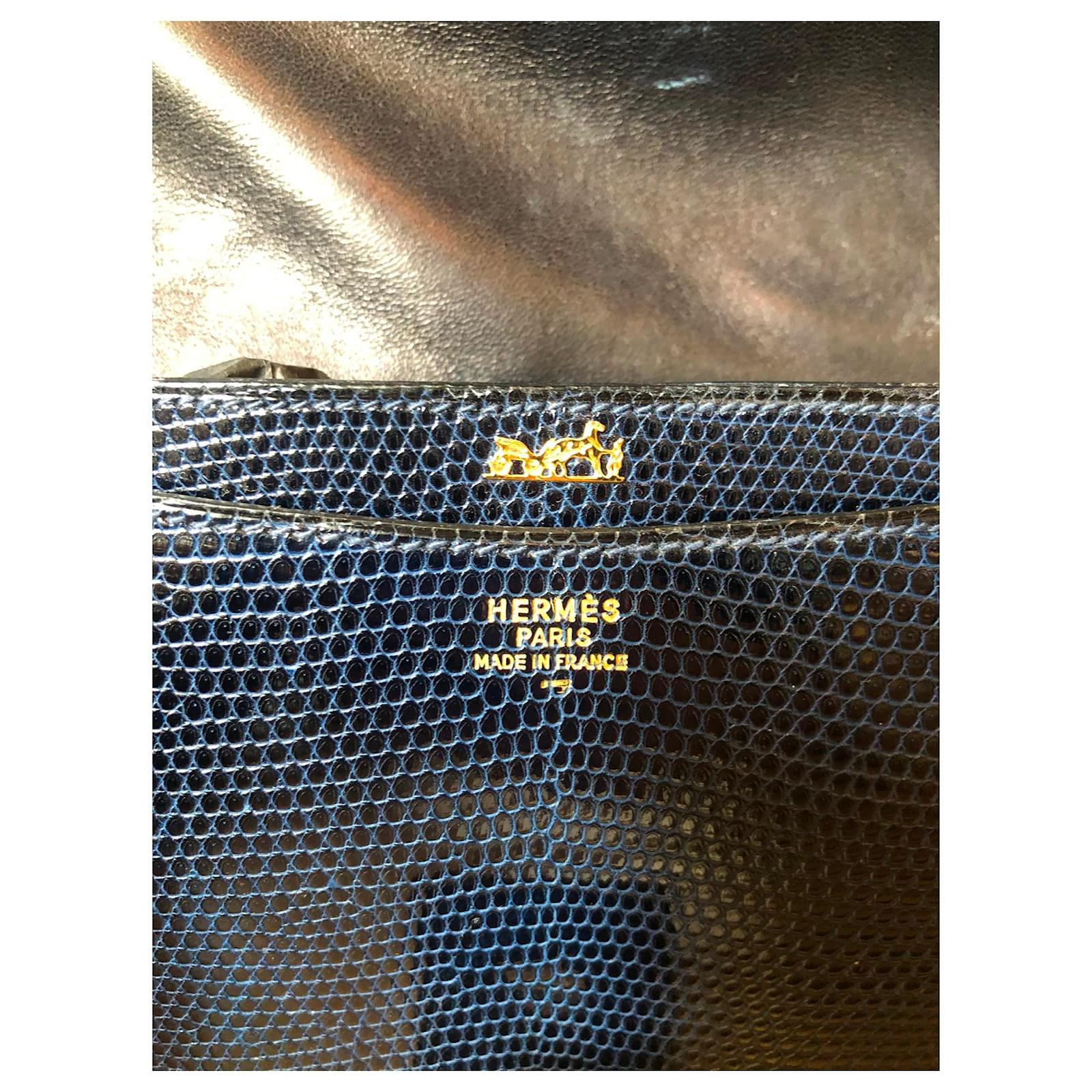 Médor Hermès Sac Medor Cuir Bleu Marine ref.161733 - Joli Closet