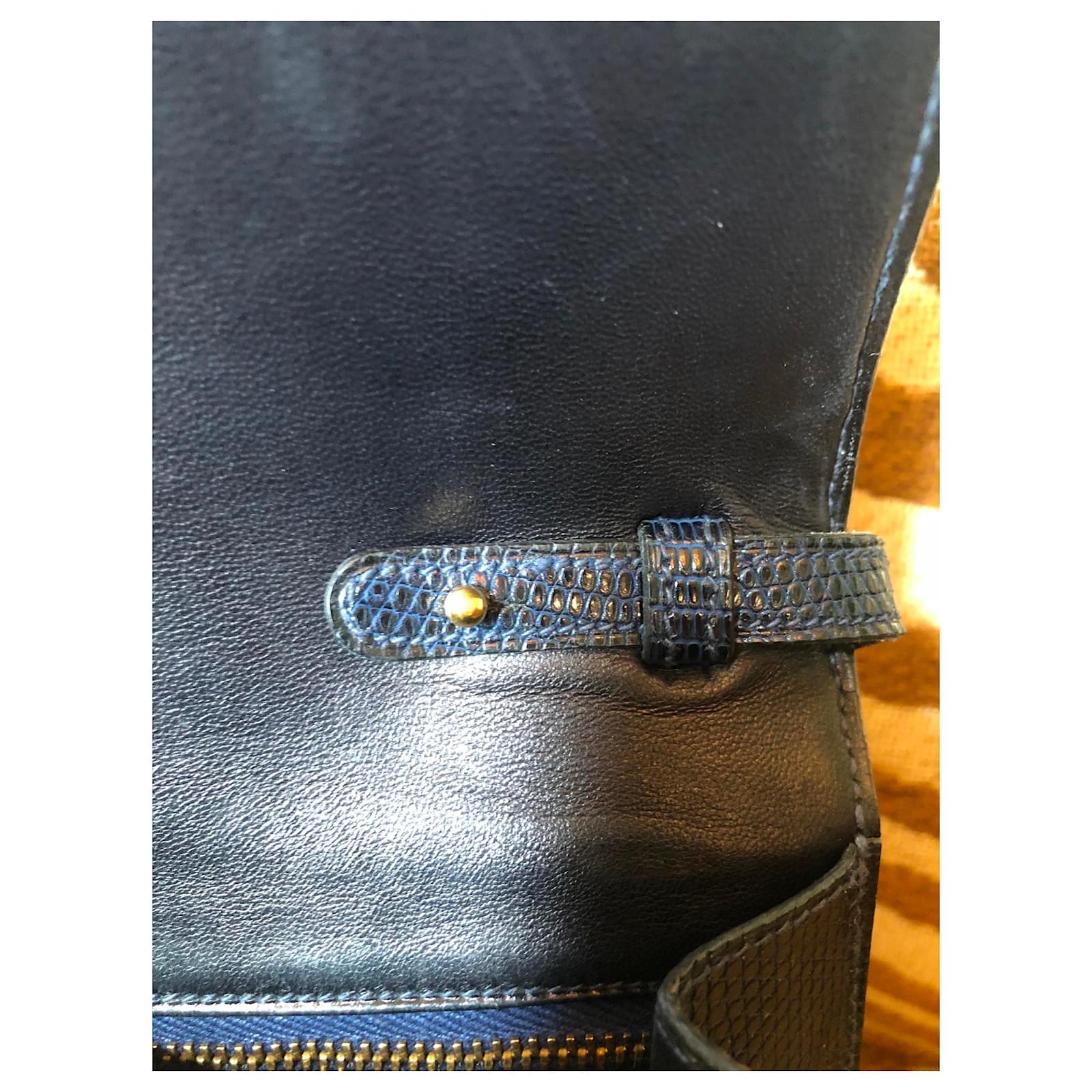 Médor Hermès Sac Medor Cuir Bleu Marine ref.161733 - Joli Closet