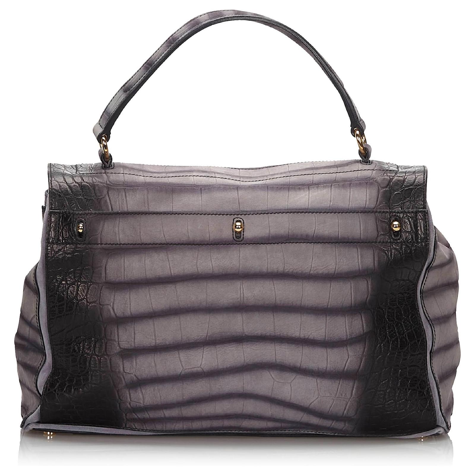 Yves Saint Laurent YSL Gray Embossed Leather Muse Two Handbag Grey ...