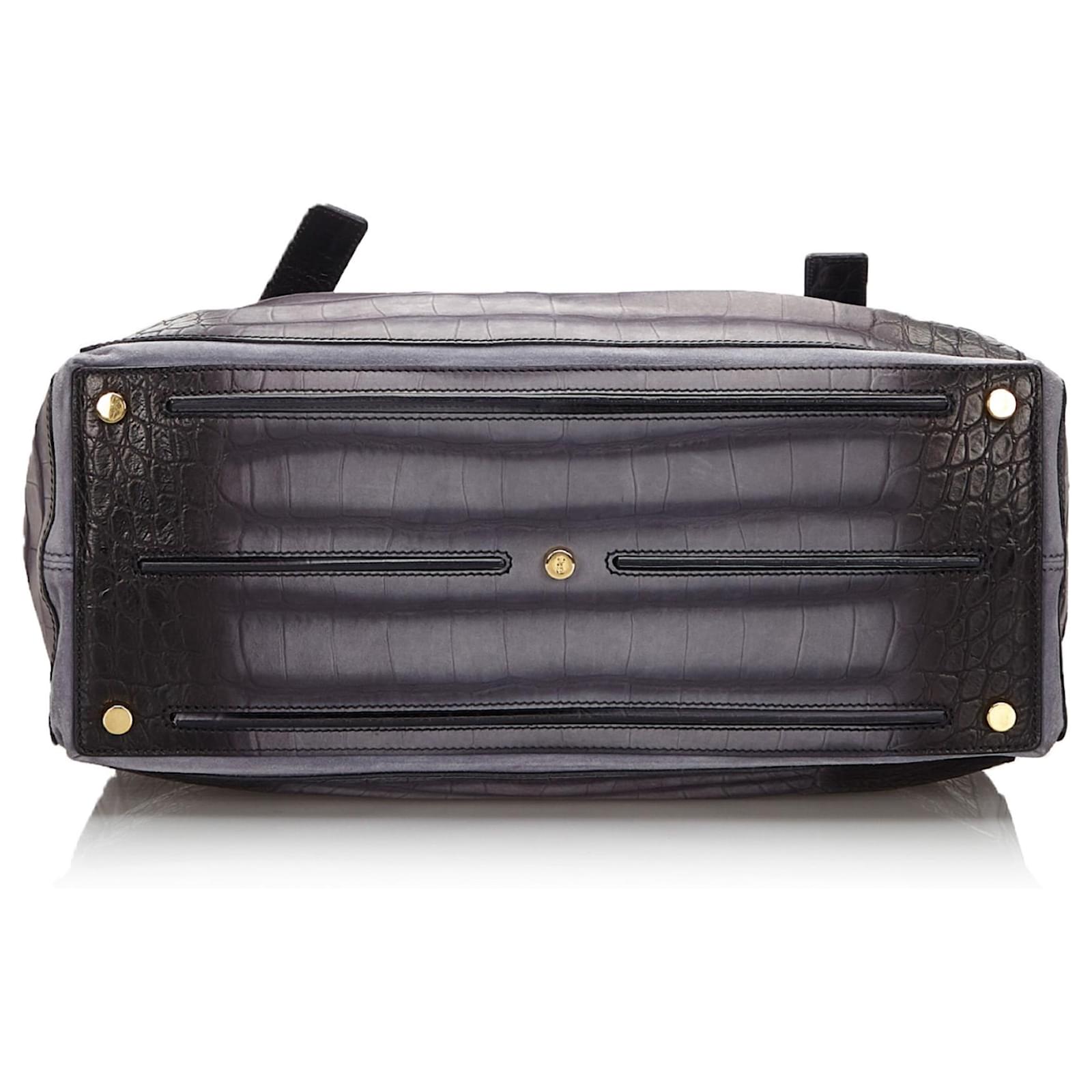 Yves Saint Laurent YSL Gray Embossed Leather Muse Two Handbag Grey ...