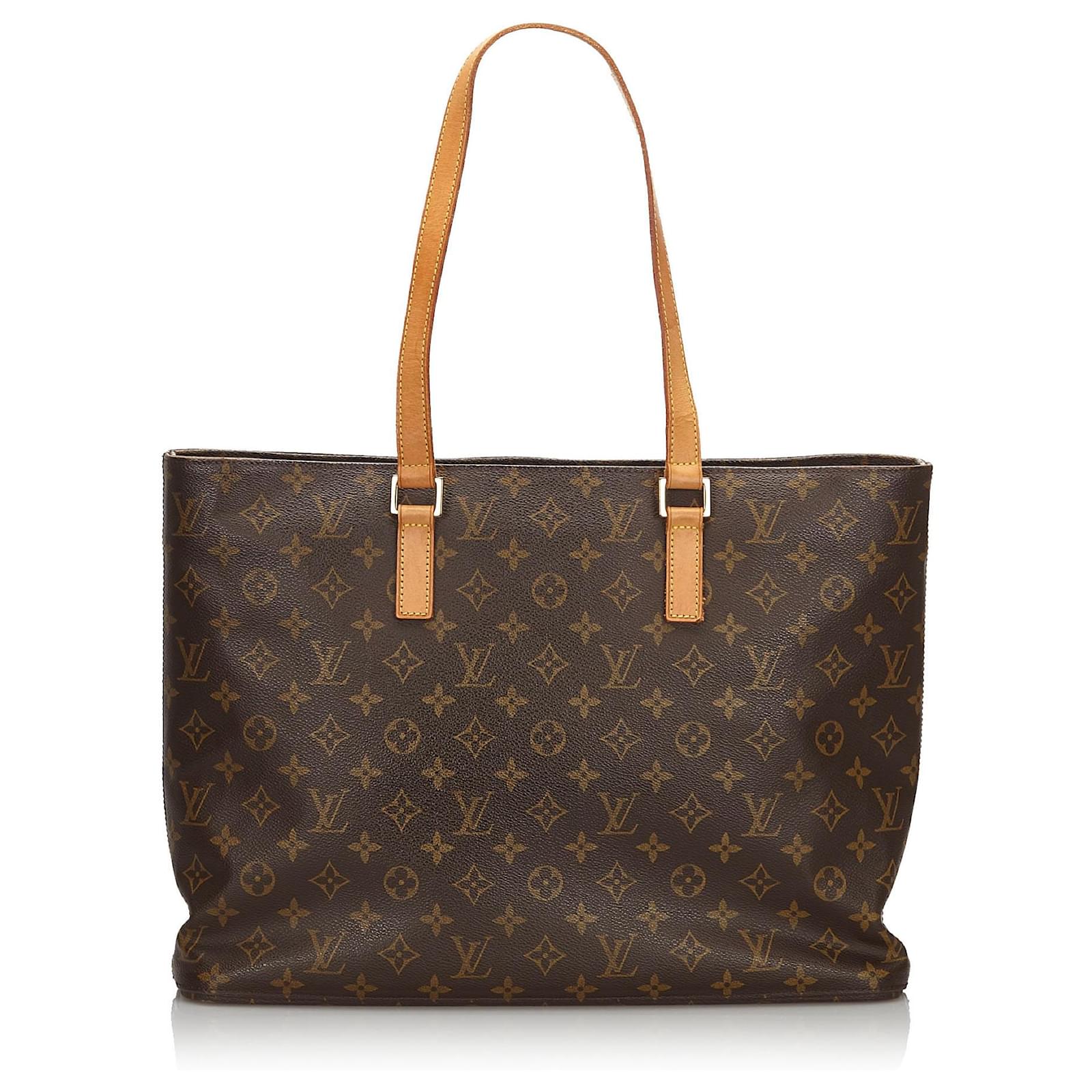 Louis Vuitton - Sac cabas Luco brun Cuir Toile Marron ref.164509 - Joli ...