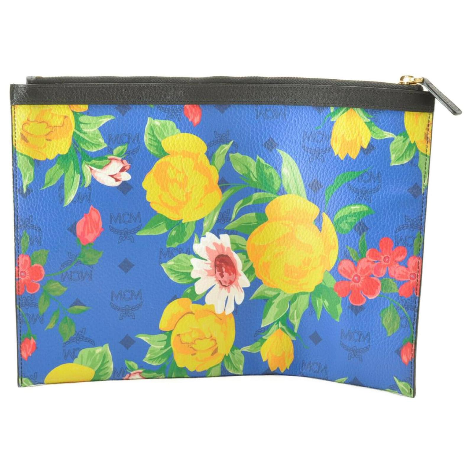 MCM Flower Pattern Novelty Blue Cloth ref.167230 - Joli Closet