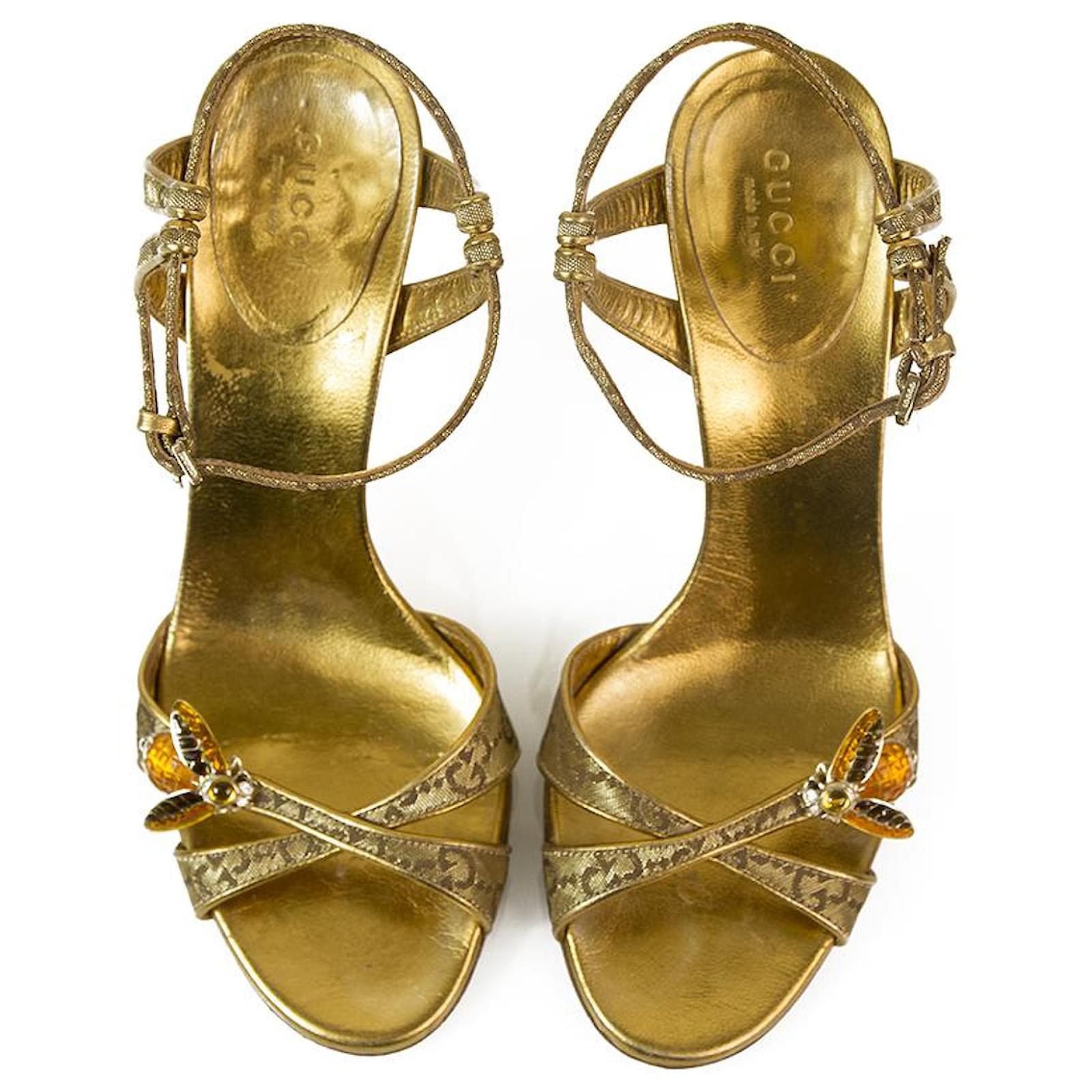 Tom Ford For Gucci Golden Bee Ankle Tie Strappy Sandales à talons hauts ...