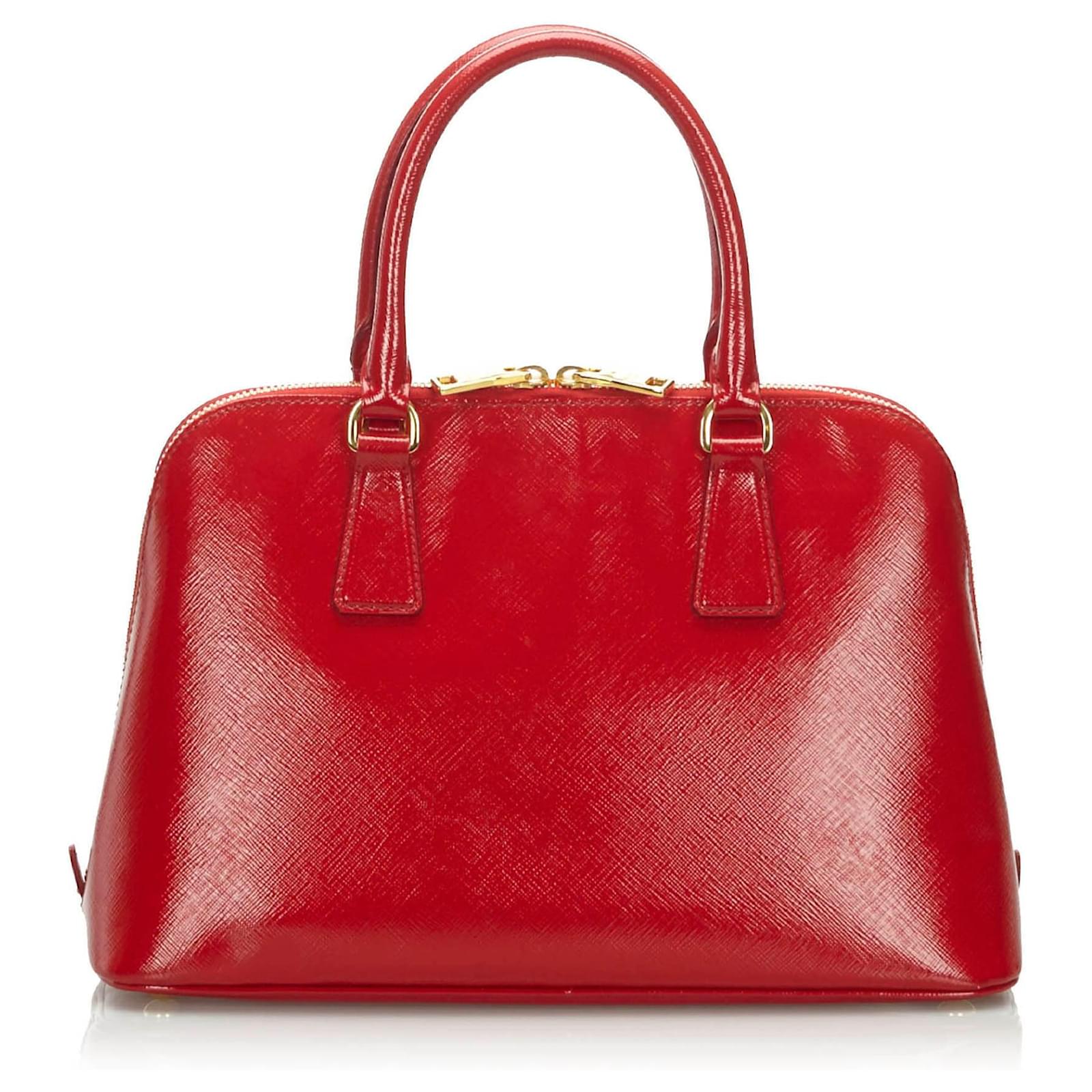 Sacoche Prada en cuir Saffiano rouge Lux Promenade Veau façon poulain ...