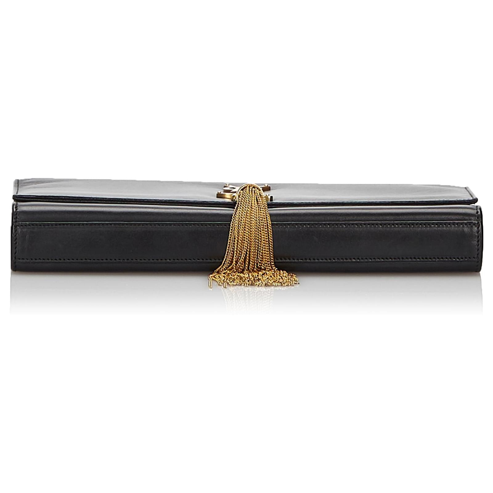 Kate Monogramme Yves Saint Laurent Pochette Kate à pompon noir et ...