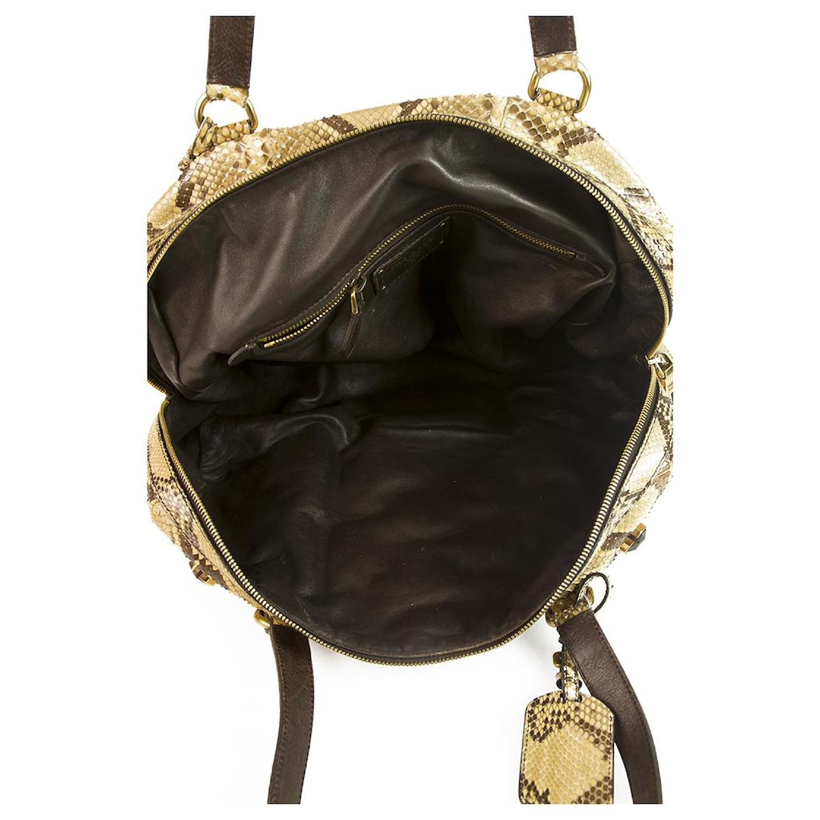 Prada Beige Python Leather Large Jeweled Padlock Shoulder Bag Sac à main cabas Cuirs exotiques ...