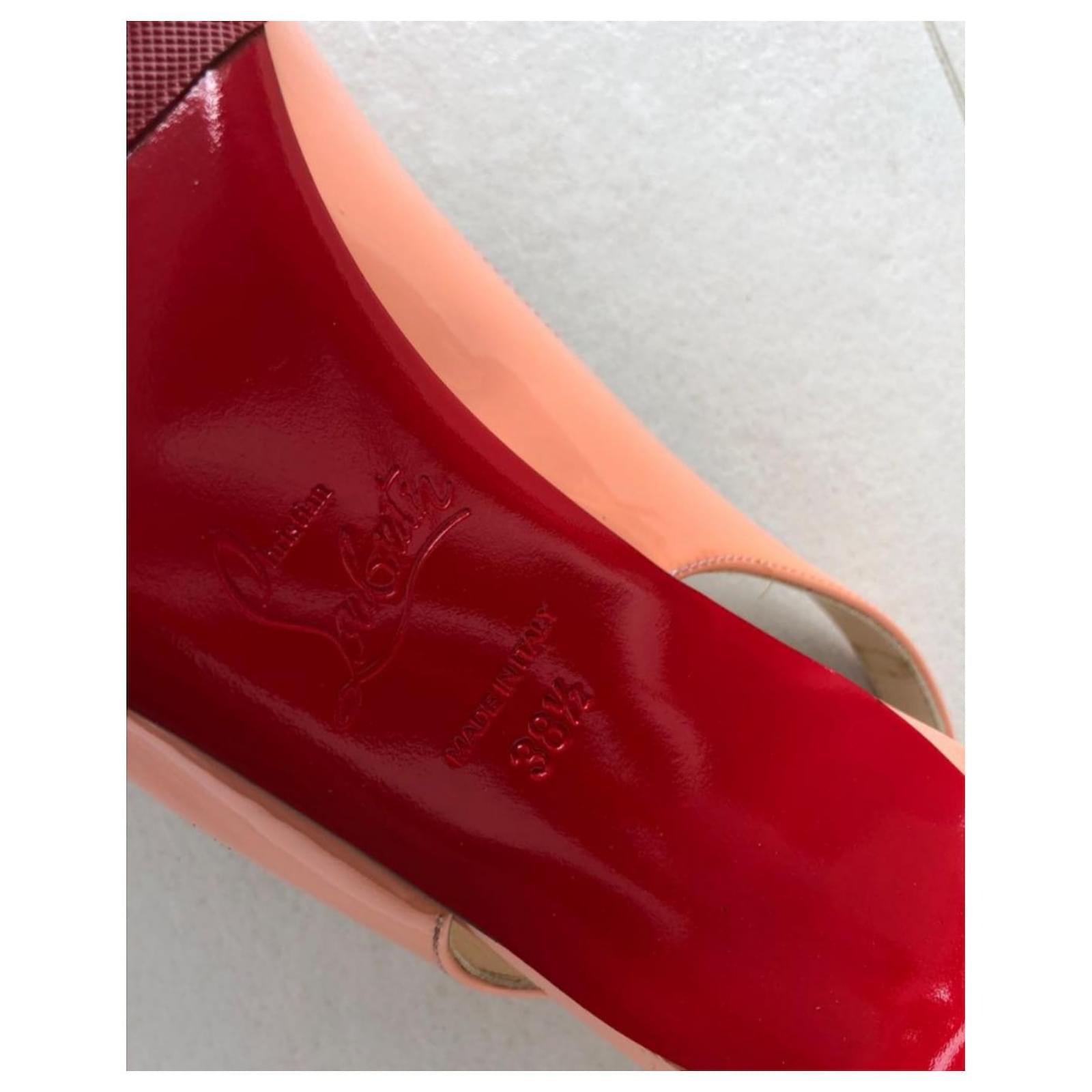 Christian Louboutin peach slingback pumps shoes EU38.5 Patent leather ...