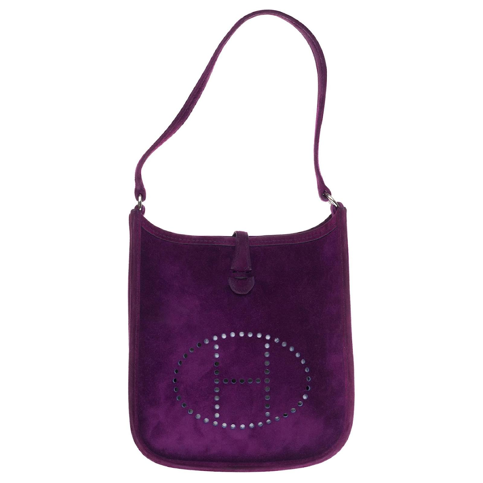 Hervorragende Hermès Evelyne TPM-Tasche aus lila Wildleder, neue ...