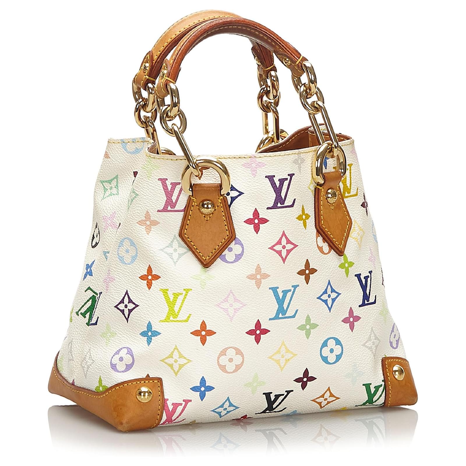 Louis Vuitton White Monogram Multicolore Audra Cuir Toile Blanc ref ...