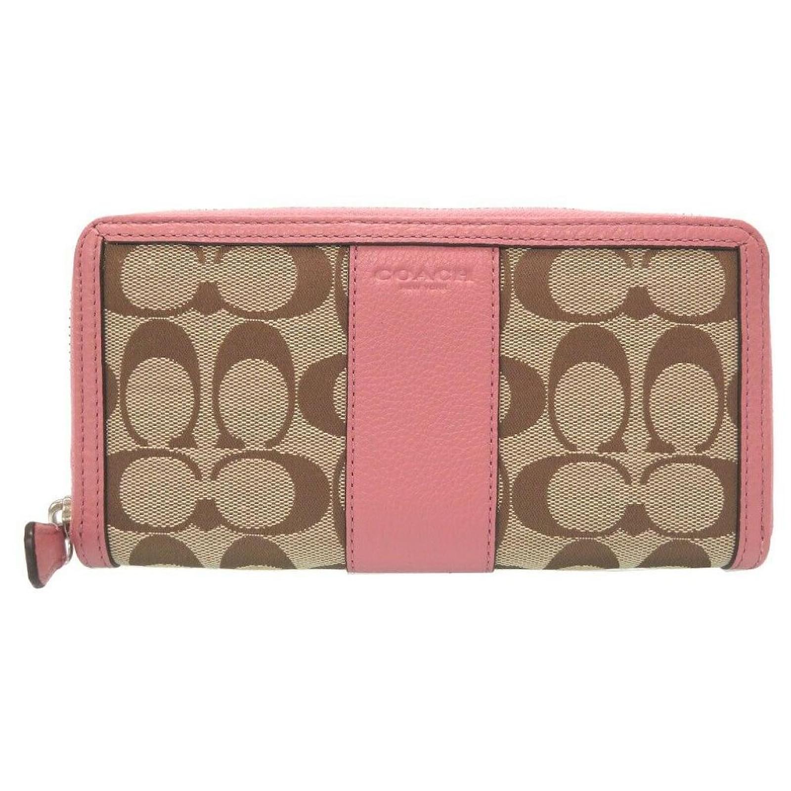Coach Signature Long wallet Pink Leather ref.175961 - Joli Closet