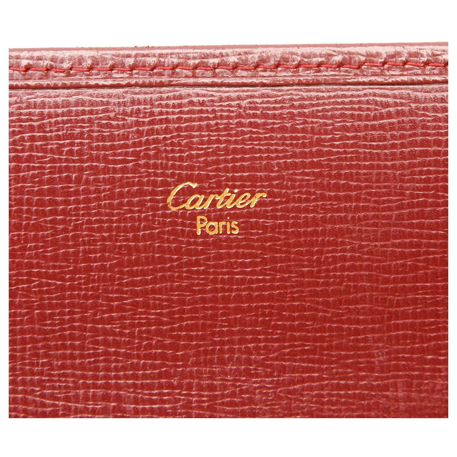 Cartier Red Leather Must De Cartier Wallet Dark red Pony-style calfskin ...