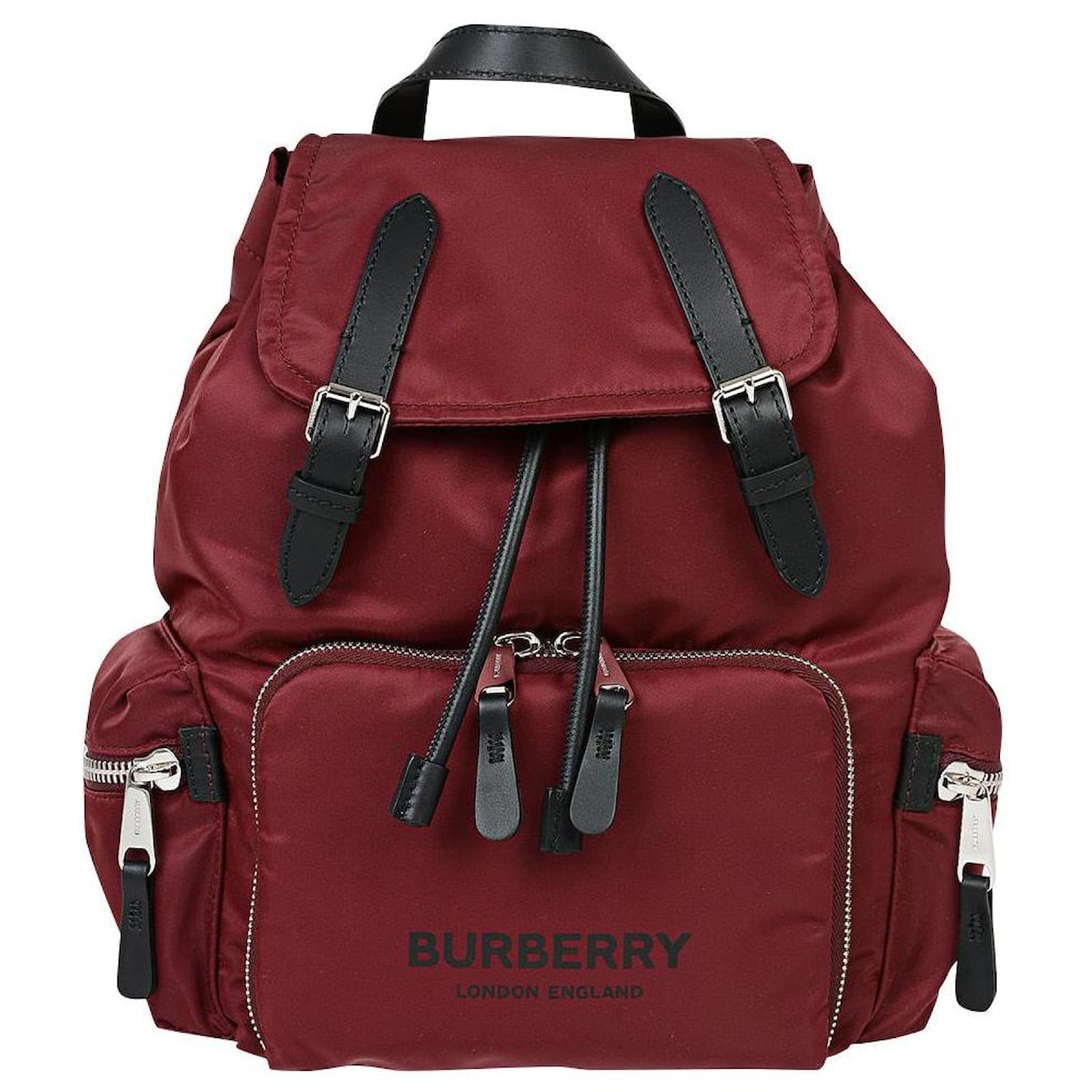 BURBERRY FABRIC RUCKSACK RUCKSACK NEU Bordeaux Leder Polyamid ref ...