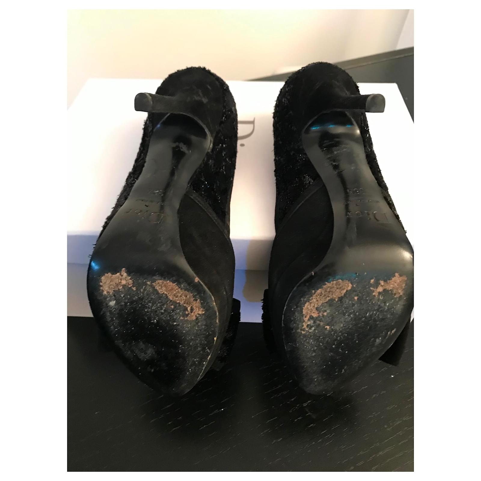 Christian Dior Escarpins Dior Daim Noir ref.180005 - Joli Closet