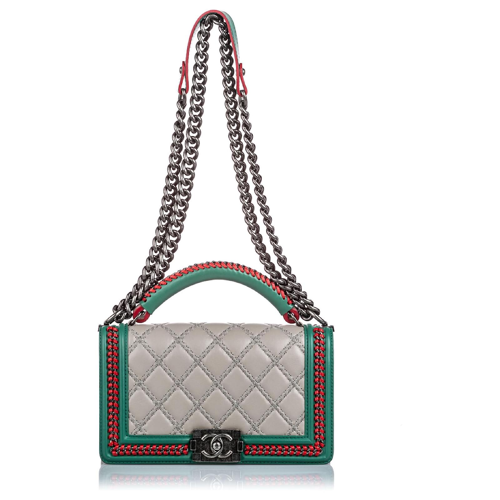 Chanel Brown Medium Lambskin Leather Top Handle Boy Flap Bag Multiple ...