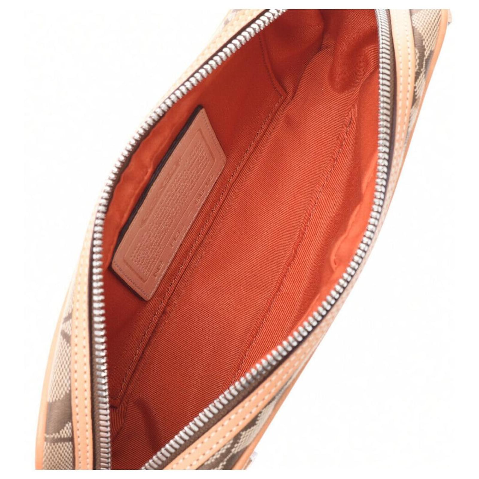 Sac à bandoulière Signature Coach Toile Marron ref.181072 - Joli Closet