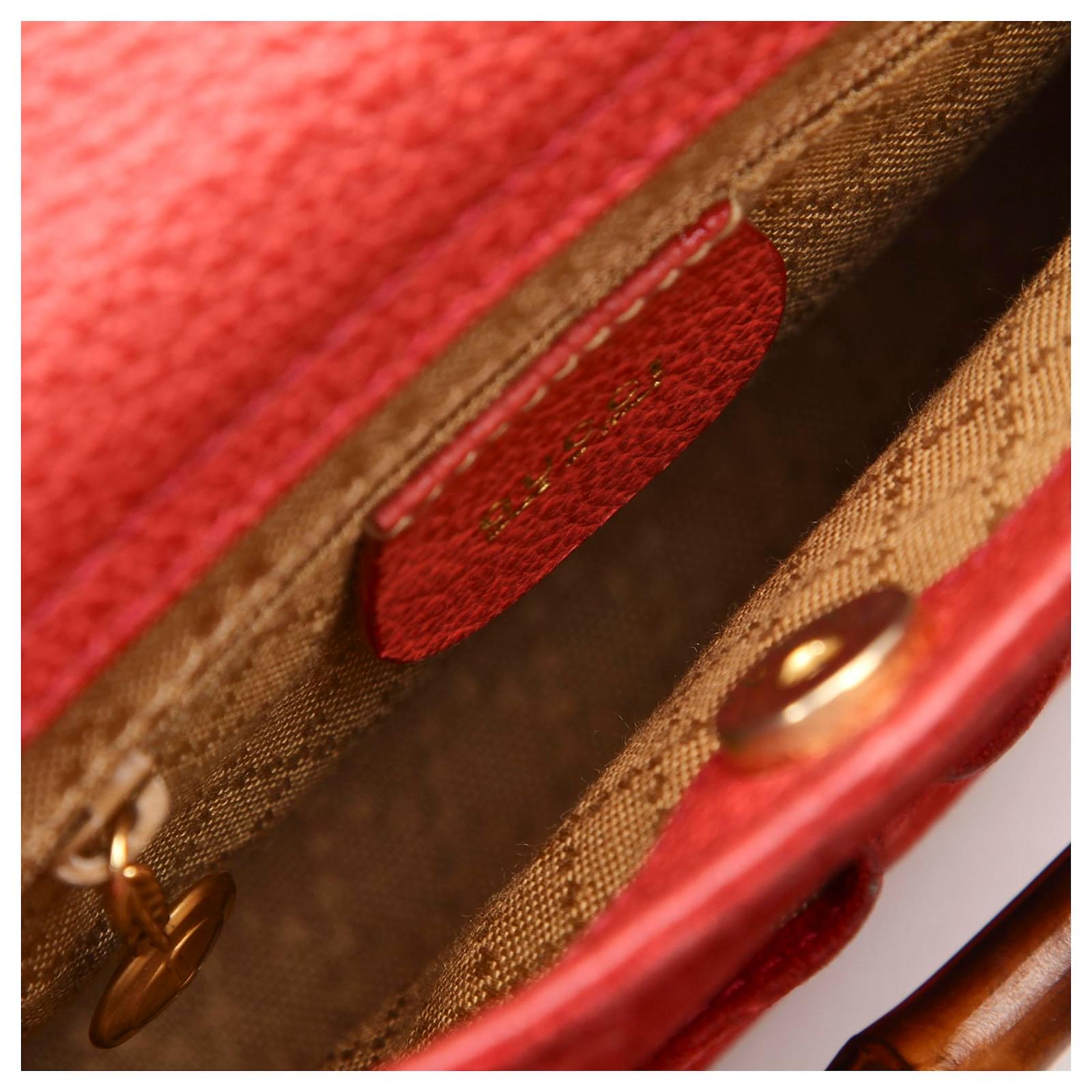 Gucci Cartable en daim de bambou rouge Suede Cuir Bois ref.182609 ...