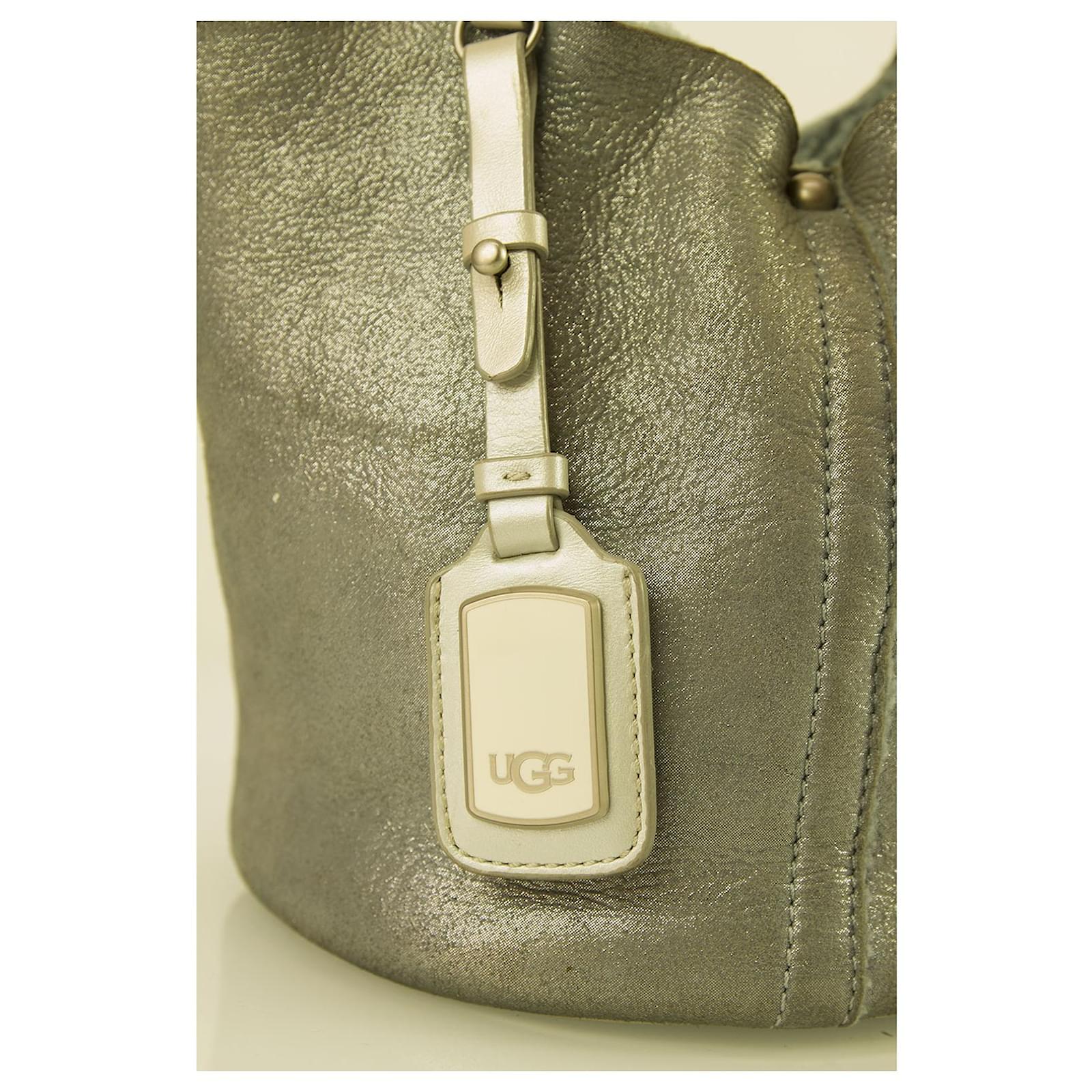 Ugg Silver Leather Mini Fur Mini Bag Small Pouch Grab Handbag Fourrure ...