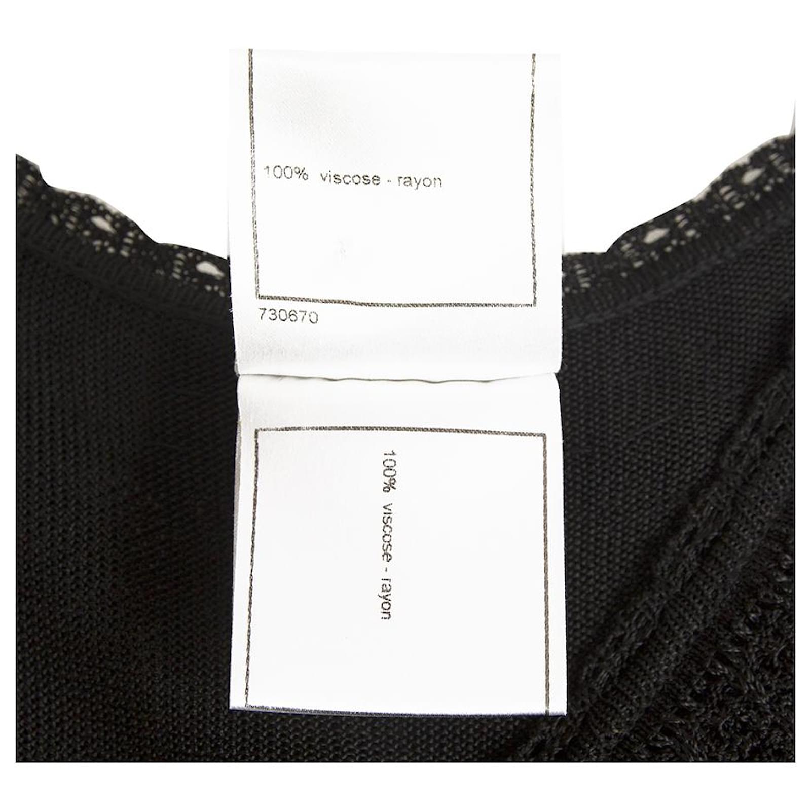 CHANEL Schwarz Fein gestrickt Viskose Knielang Tank Ärmelloses Kleid Gr ...