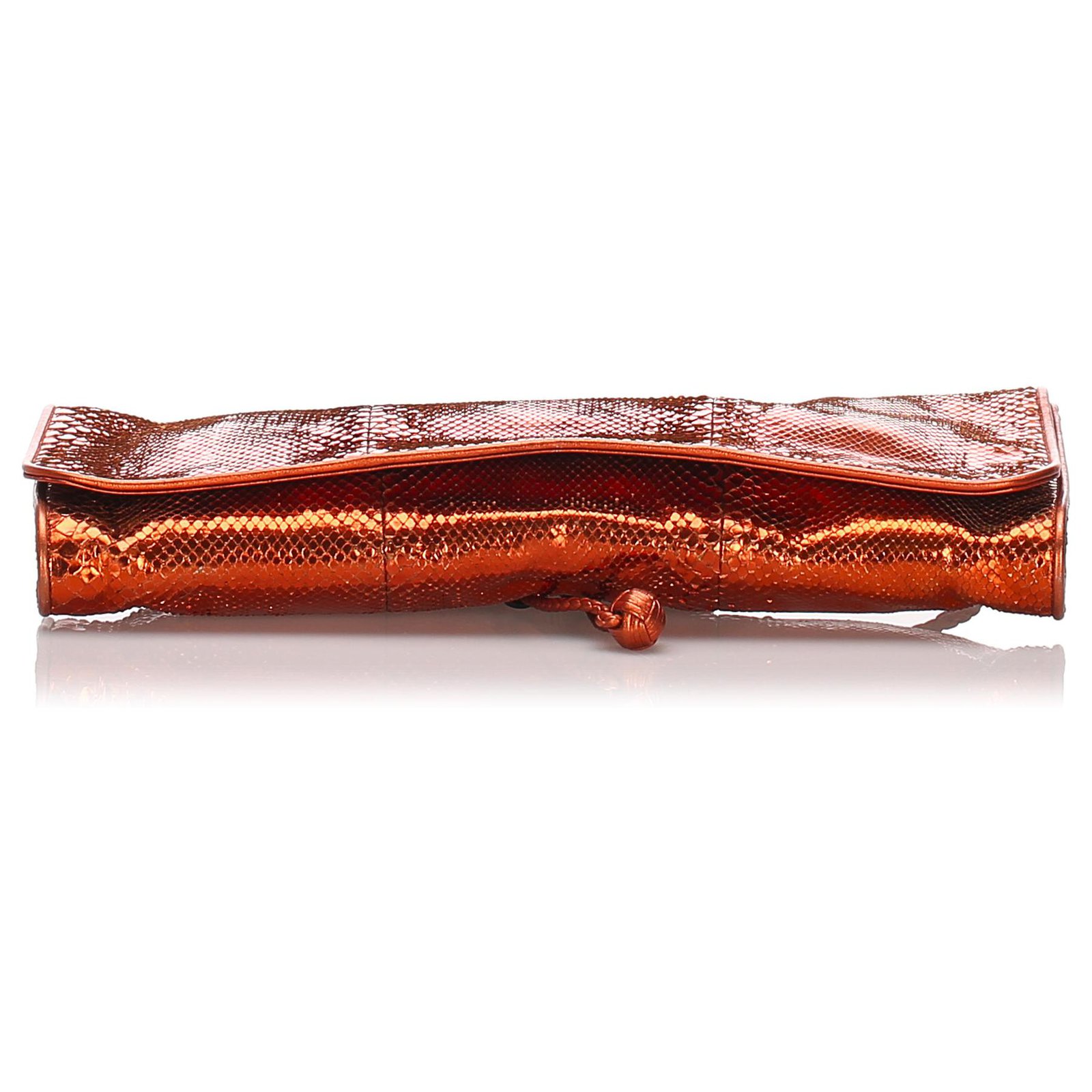 Gucci Orange Python Malika Clutch Bag Leather ref.183696 - Joli Closet
