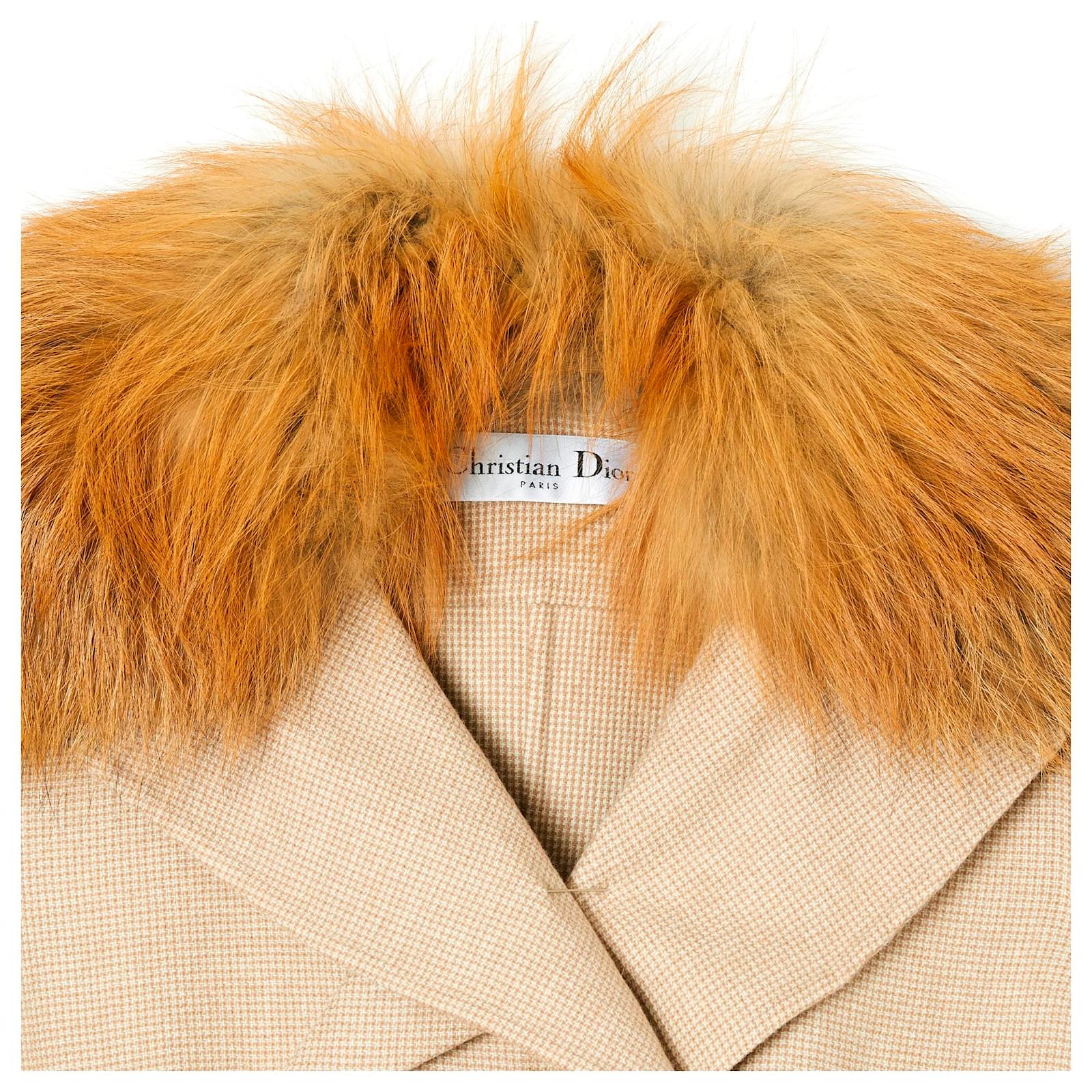 Christian Dior BEIGE WOOL FUR FR40 Laine Fourrure ref.185878 - Joli Closet