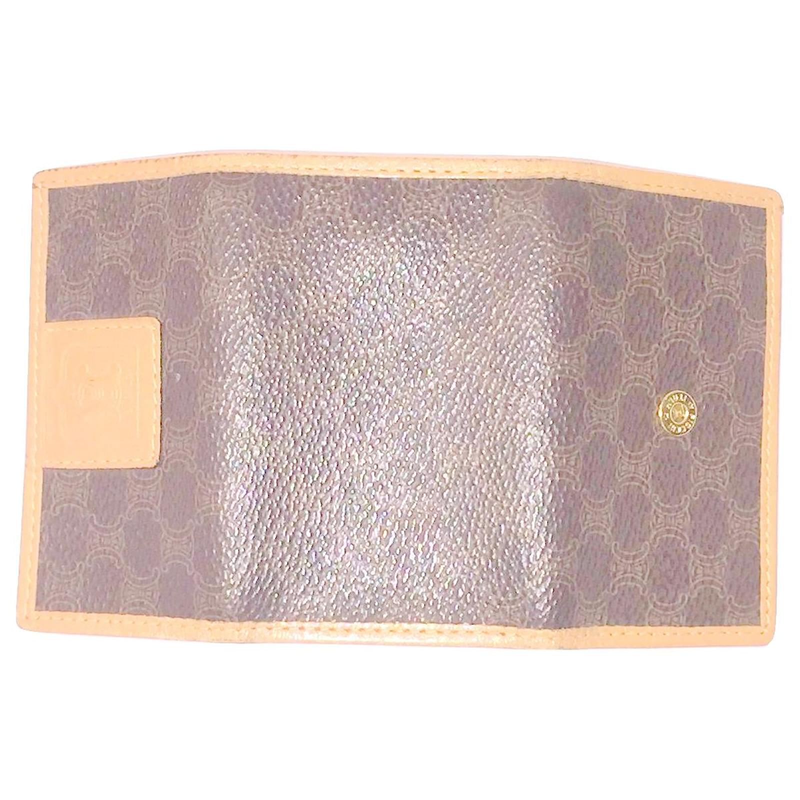 Céline CELINE vintage Triomphe key ring Brown Beige Leather Cloth ref ...