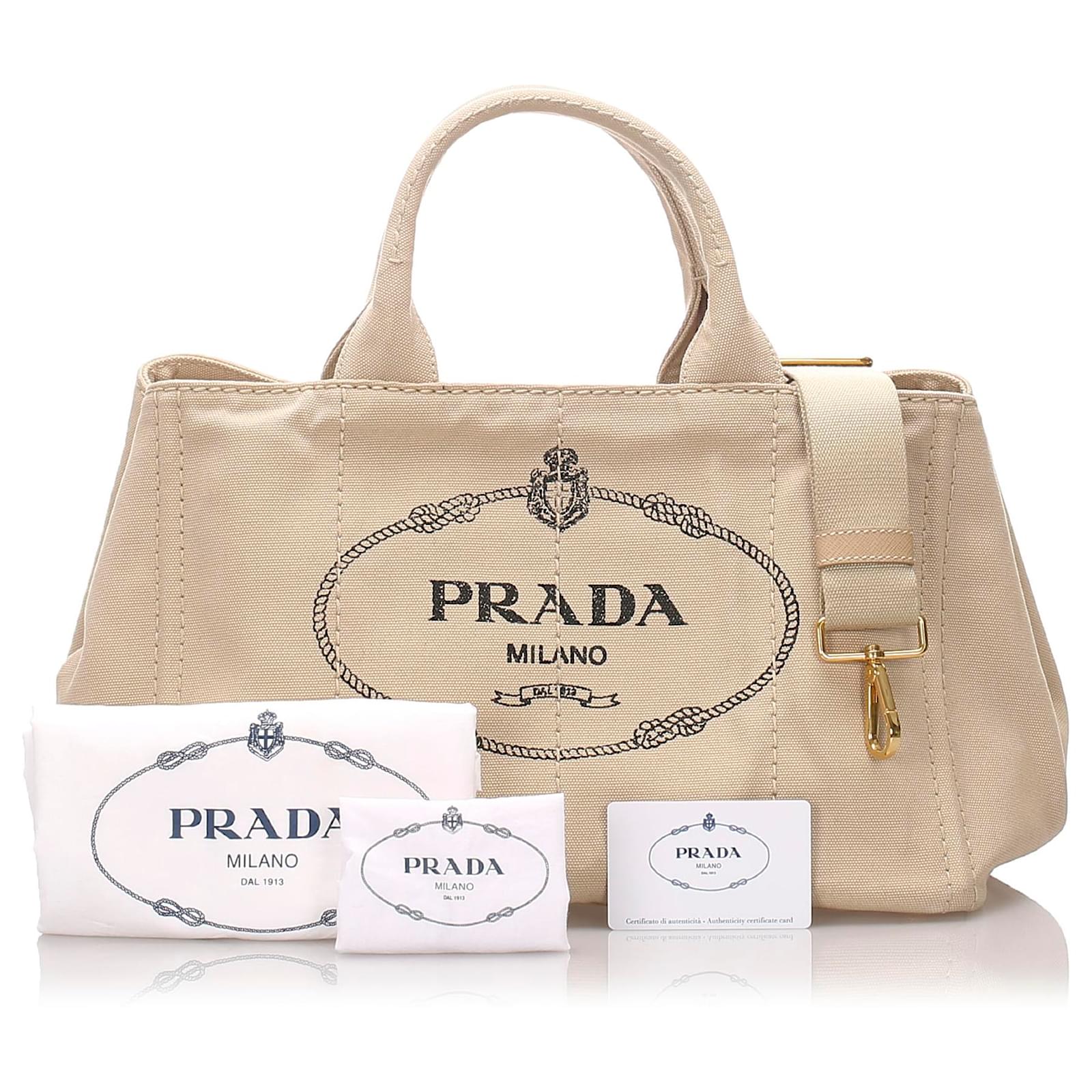 Prada Brown Canapa Canvas Sac à main Toile Tissu Marron ref.188973 ...