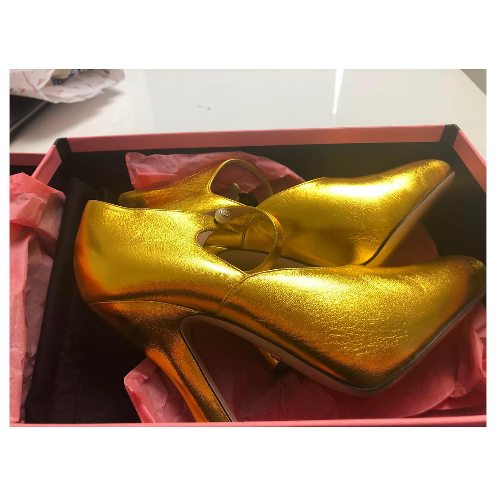 Gucci Talons Cuir Doré ref.189769 - Joli Closet