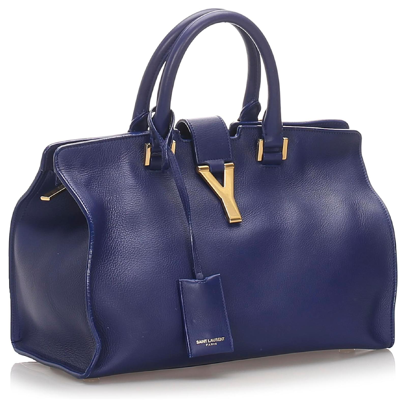Yves Saint Laurent YSL Blue Leather Cabas Chyc Blau Leder Kalbähnliches ...