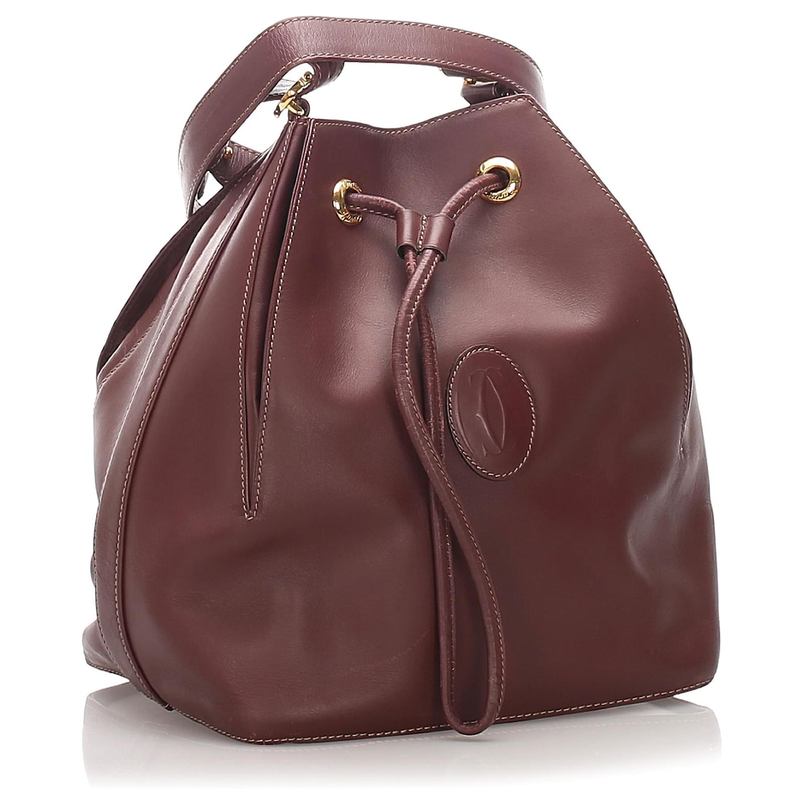 Cartier Red Must de Cartier Leather Bucket Bag Dark red Pony-style ...