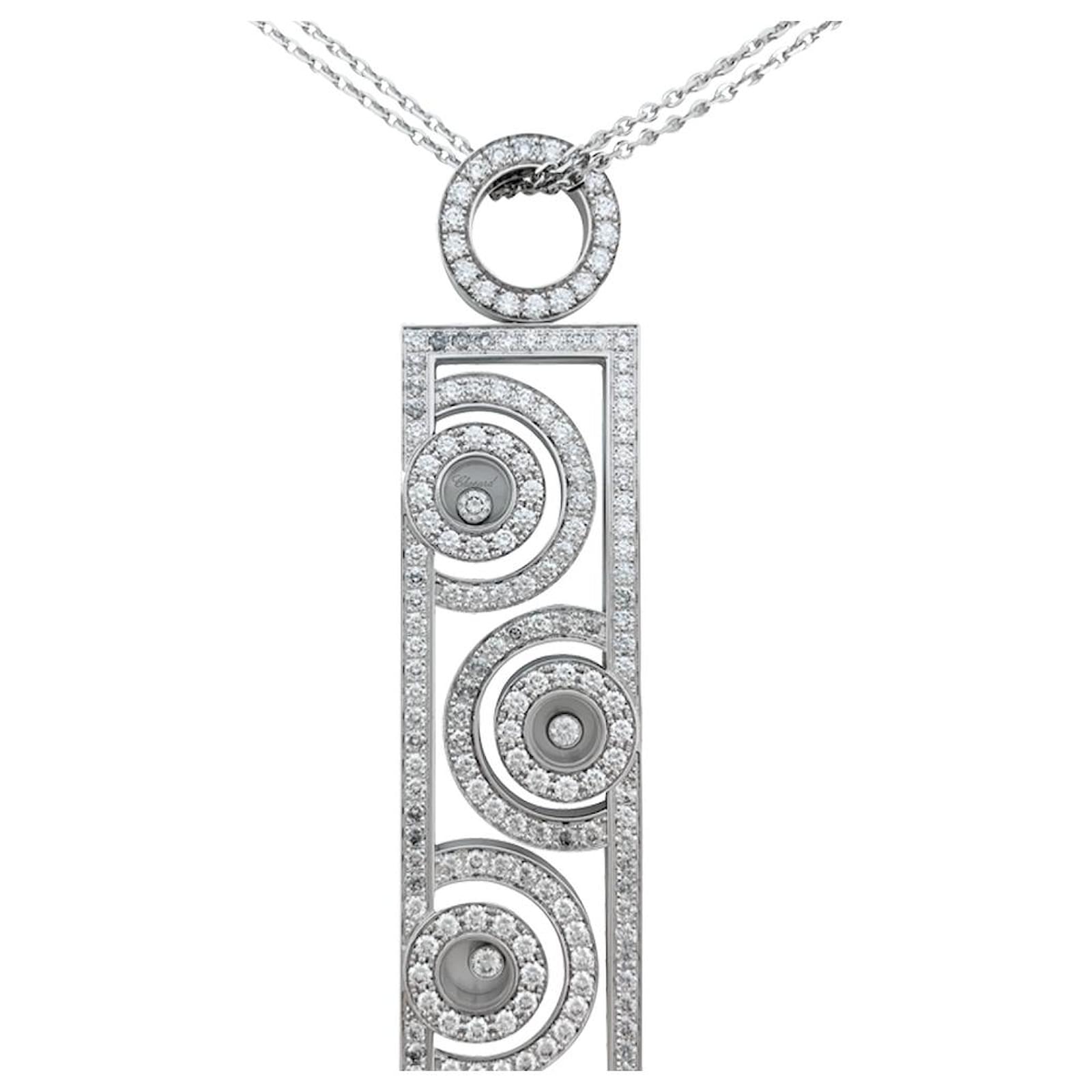Chaîne et pendentif Chopard, "Happy Spirit", en or blanc, diamants. ref ...