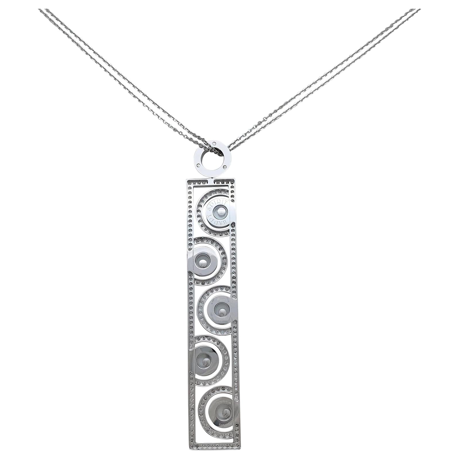 Chaîne et pendentif Chopard, "Happy Spirit", en or blanc, diamants. ref ...