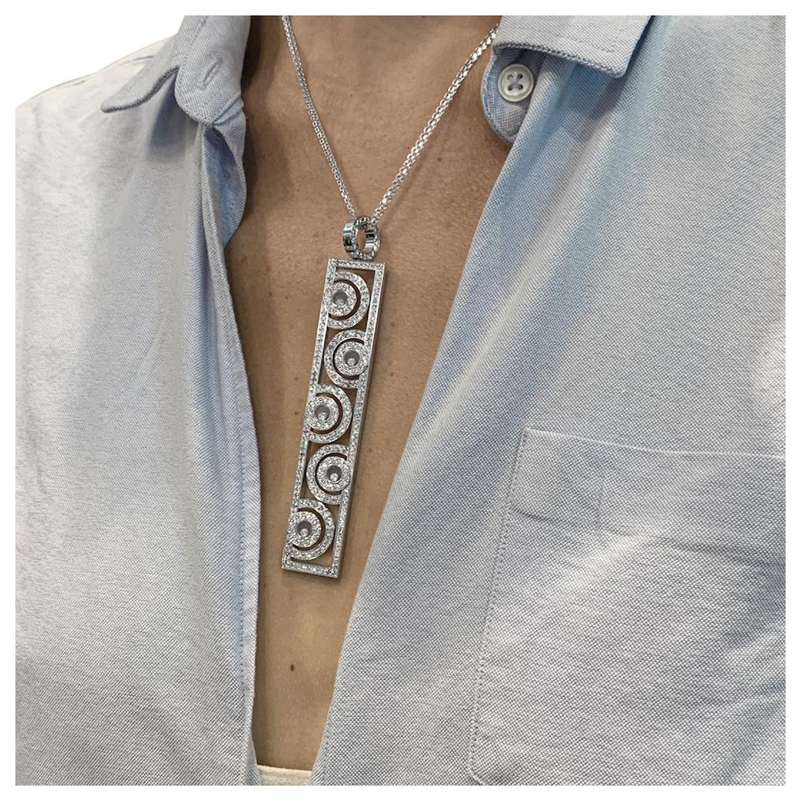 Chaîne et pendentif Chopard, "Happy Spirit", en or blanc, diamants. ref ...