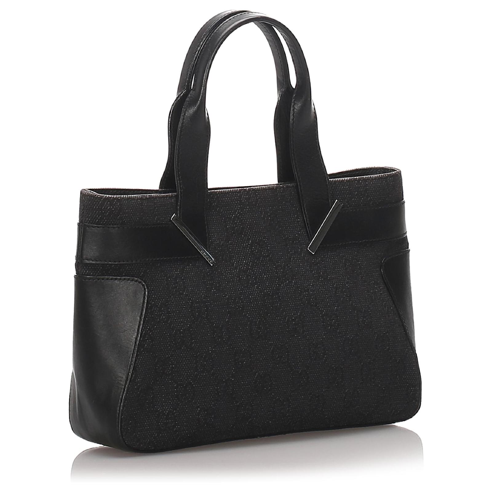 Gucci Black GG Canvas Handbag Leather Cloth Pony-style calfskin Cloth ...