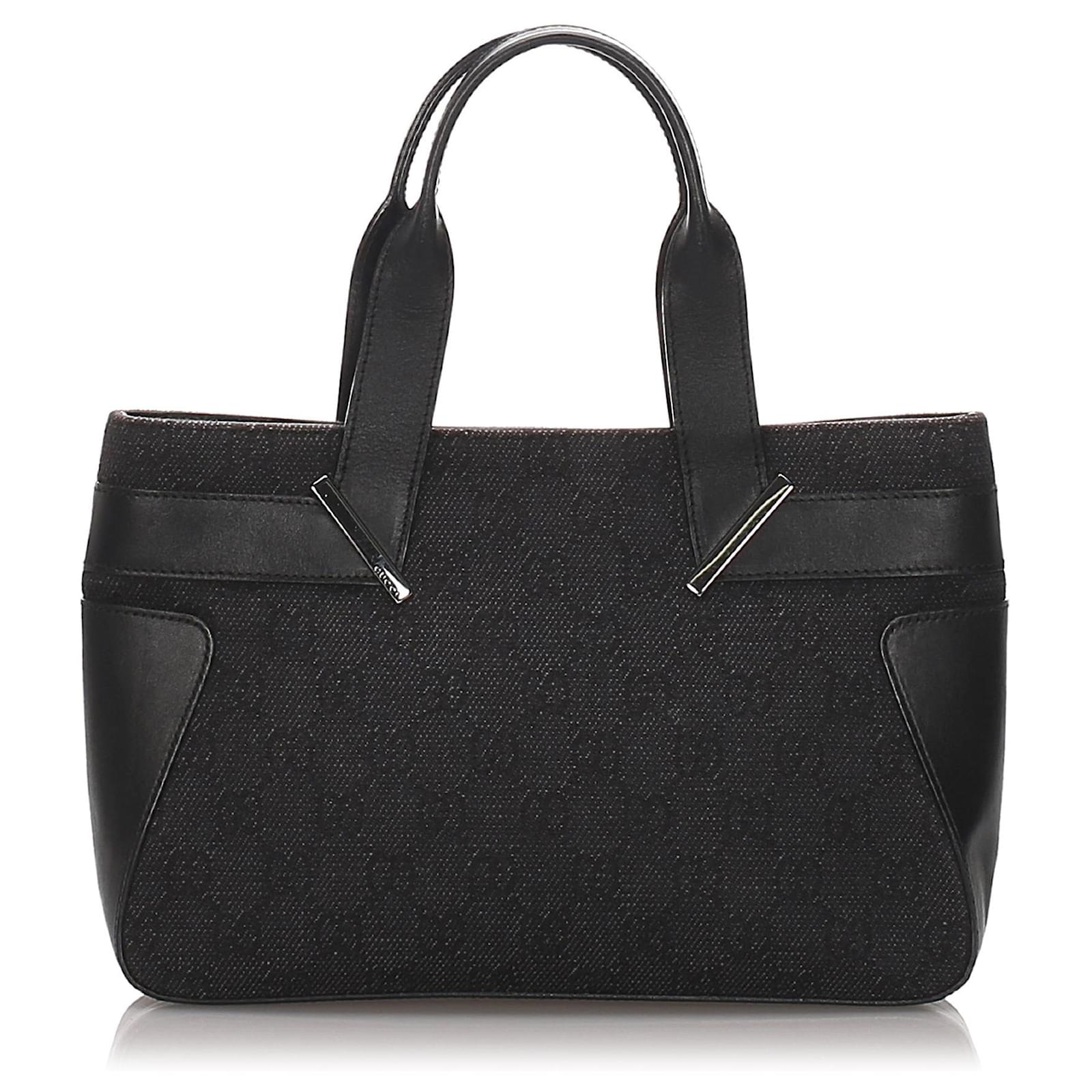 Gucci Black GG Canvas Handbag Leather Cloth Pony-style calfskin Cloth ...