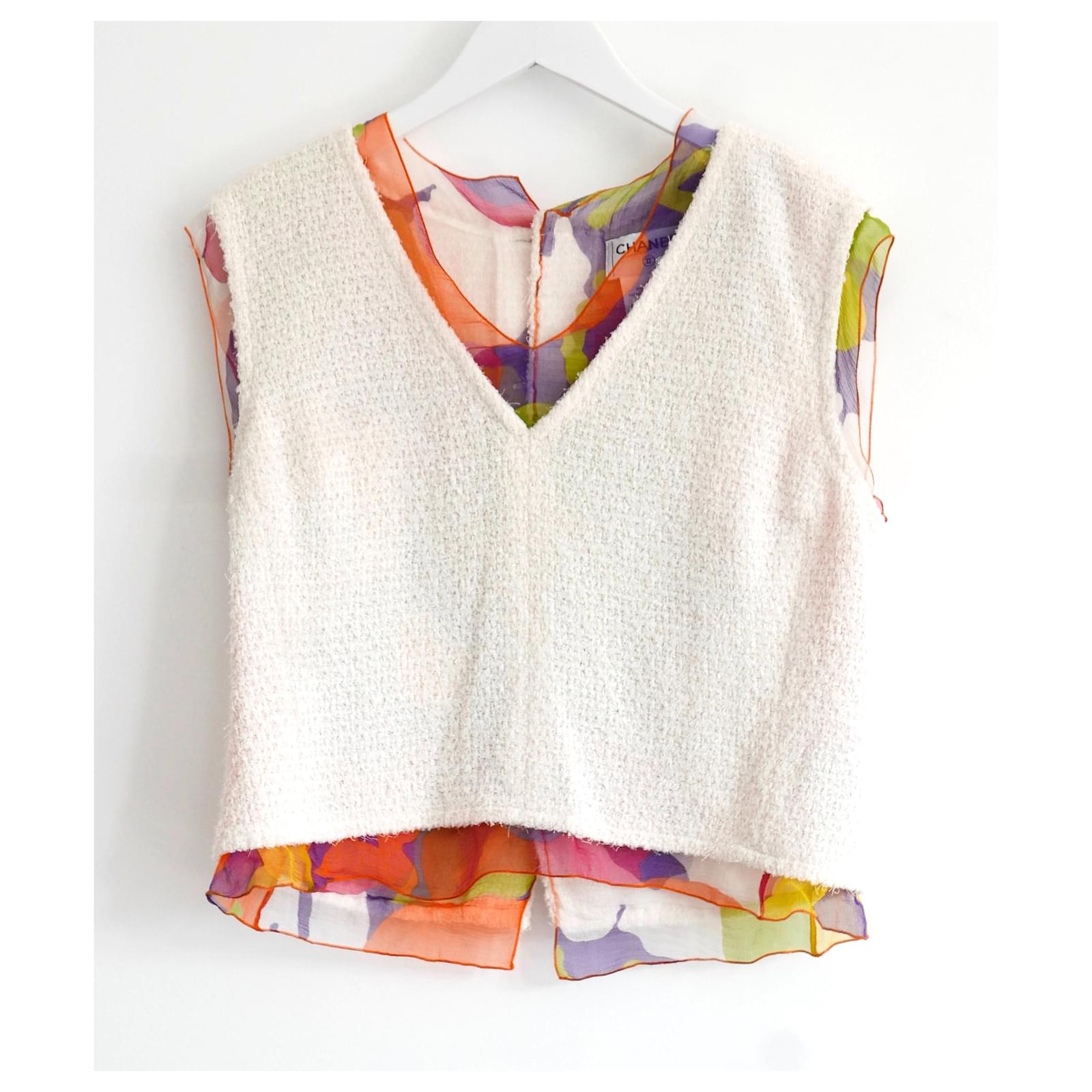 Chanel Vintage SS00 Cream Fantasy Tweed Silk 'Blouse' Lined Top ...