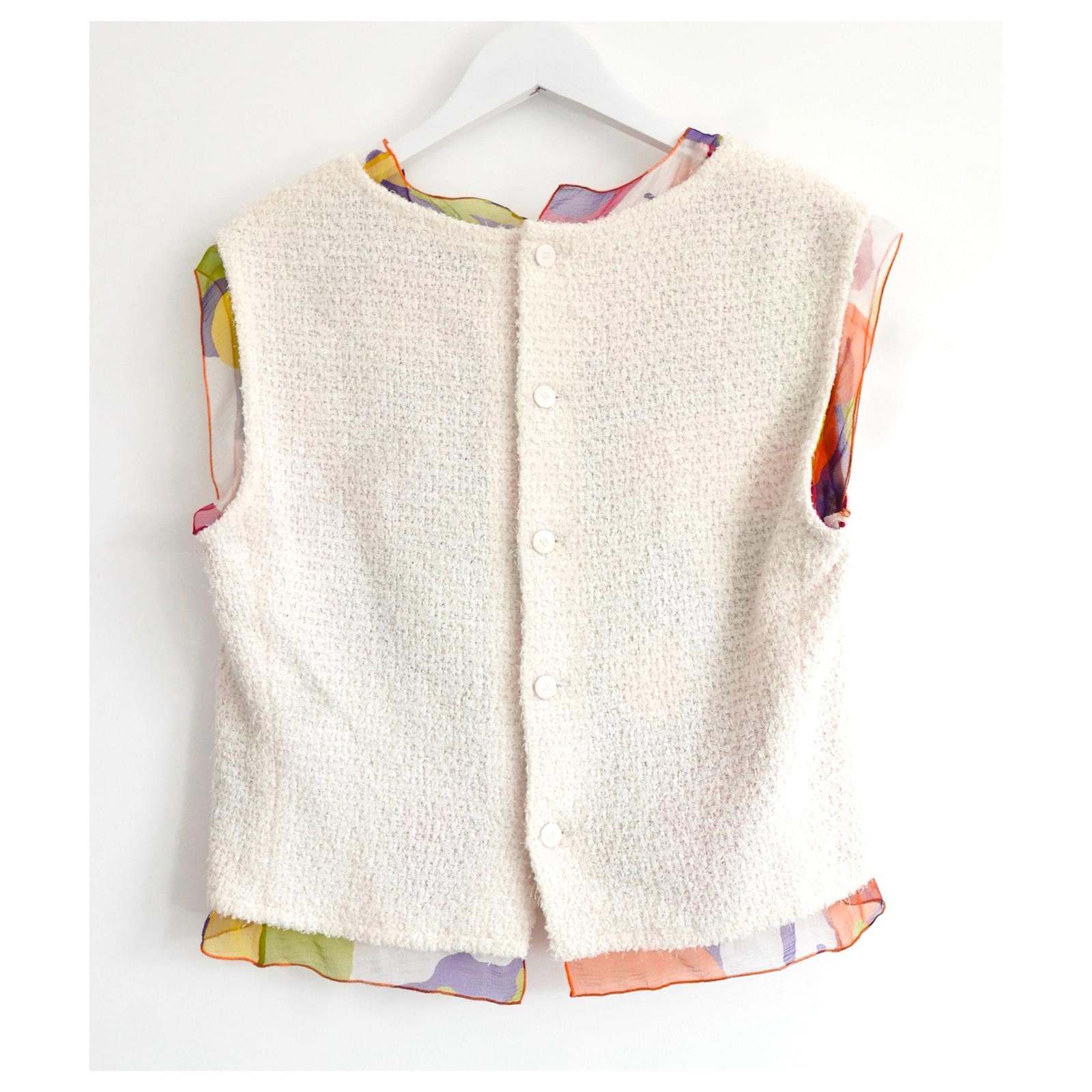 Chanel Vintage SS00 Cream Fantasy Tweed Silk 'Blouse' Lined Top ...