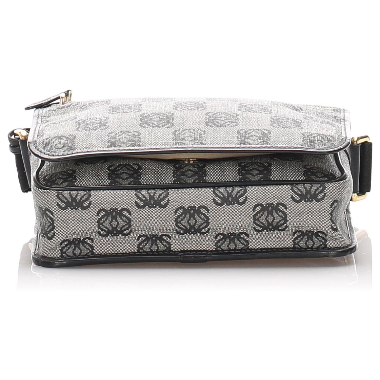 Loewe Gray Canvas Crossbody Bag Black Grey Leather Cloth Pony-style ...