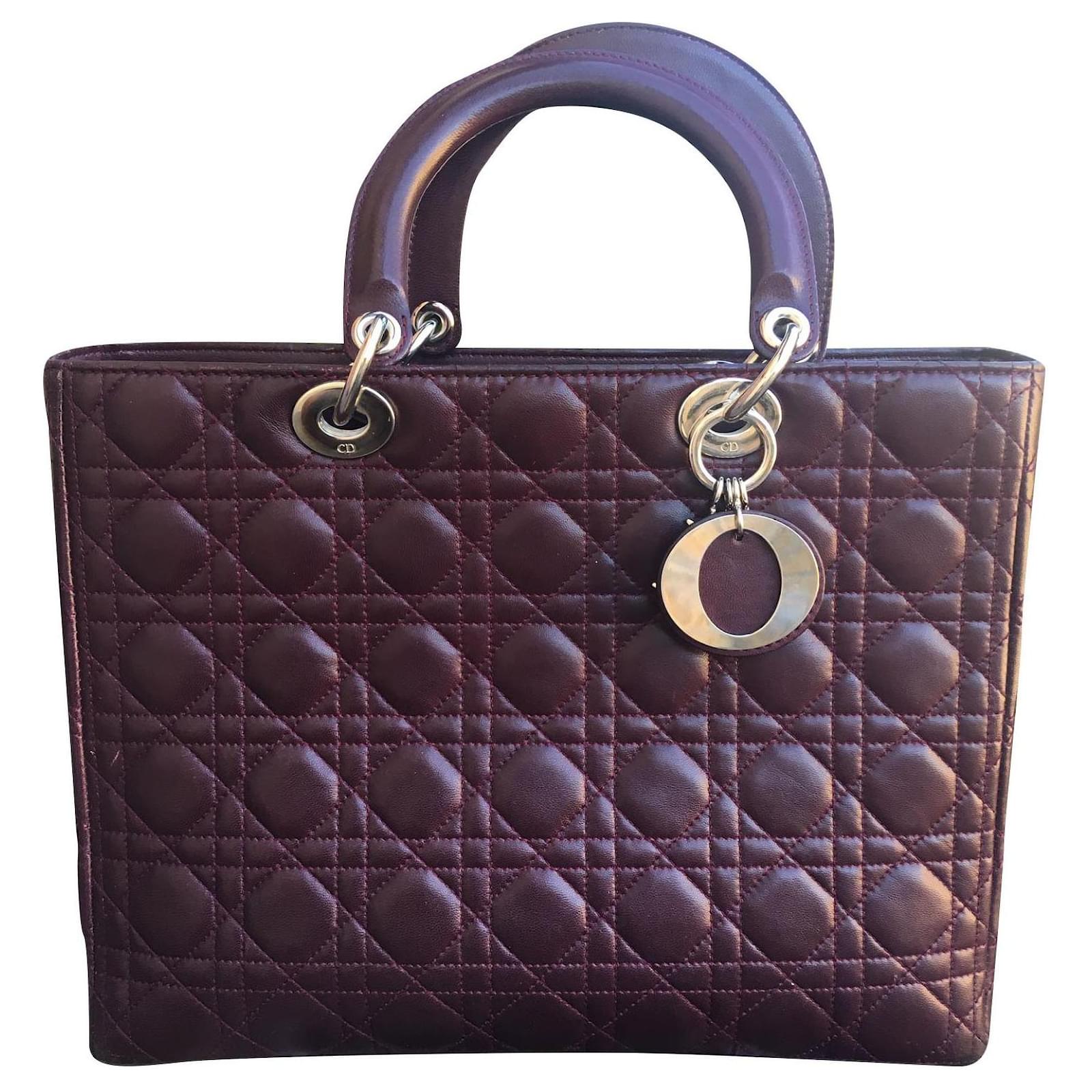 Christian Dior Lady Dior GM wine leather Purple ref.199798 - Joli Closet