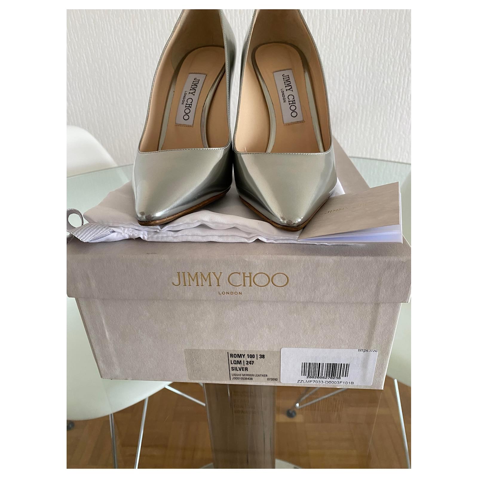 Jimmy Choo Romy 100 Silvery Patent leather ref.199916 - Joli Closet