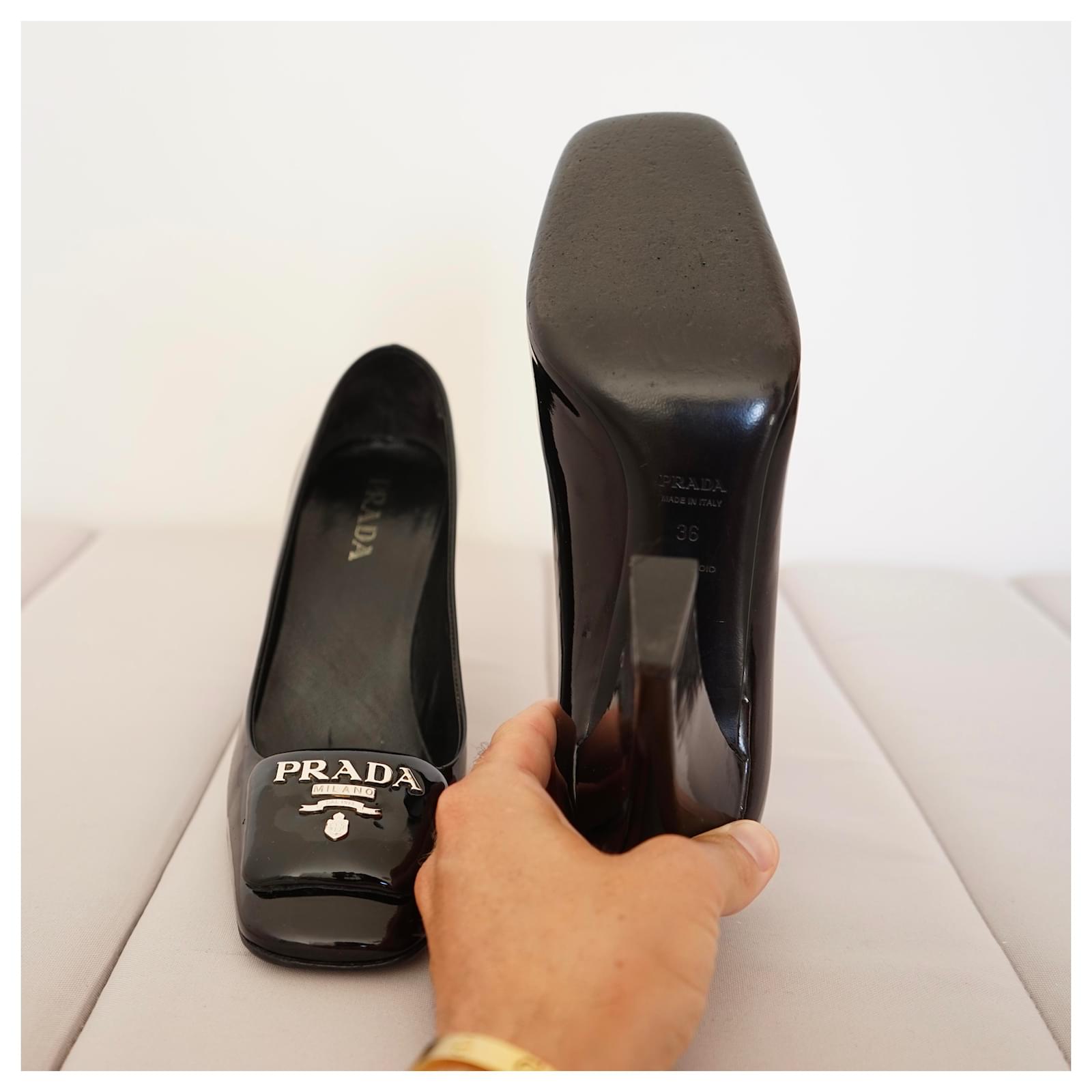Prada Talons Cuir vernis Noir ref.200993 - Joli Closet