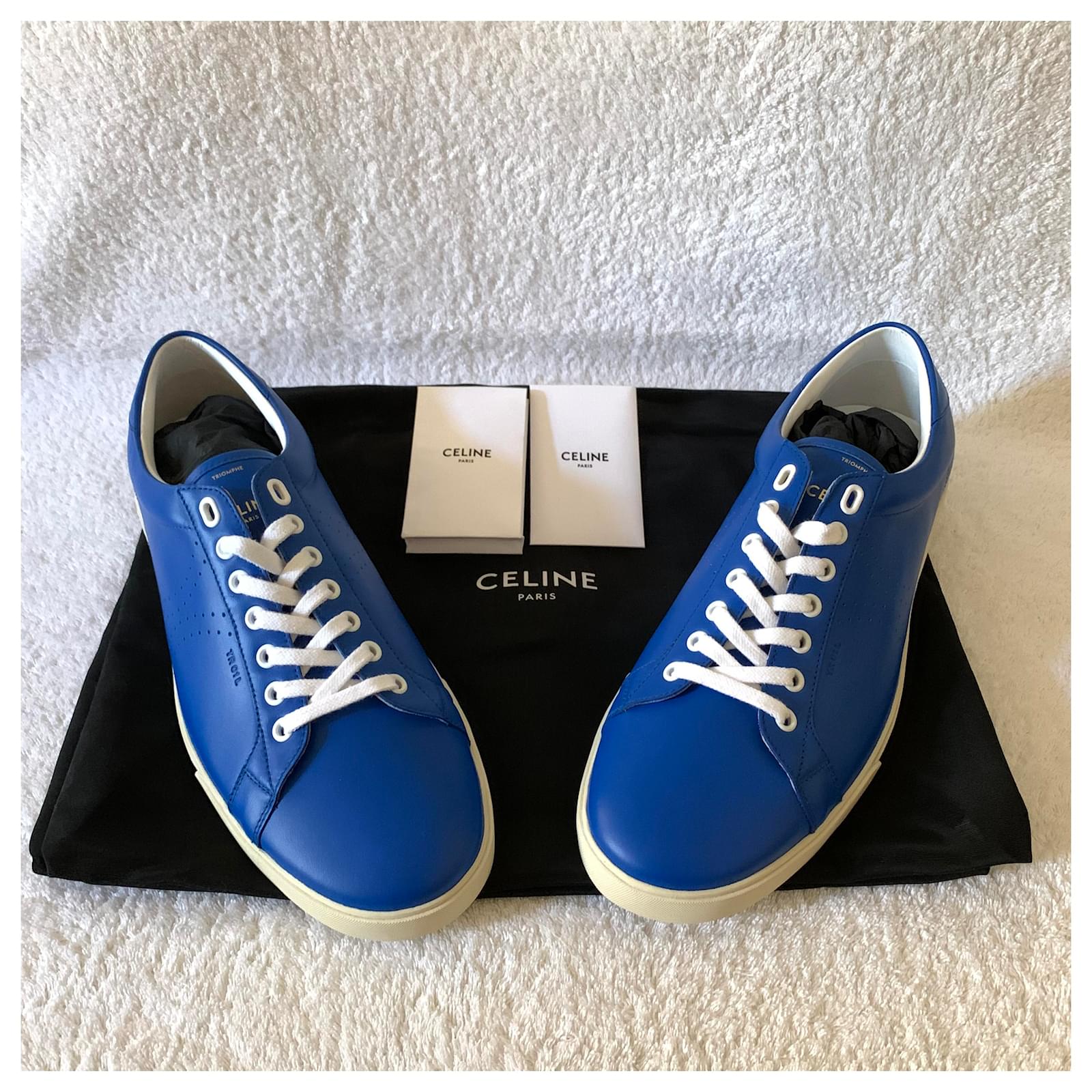 Céline Baskets "Triomphe" bleu vif Cuir ref.203889 - Joli Closet