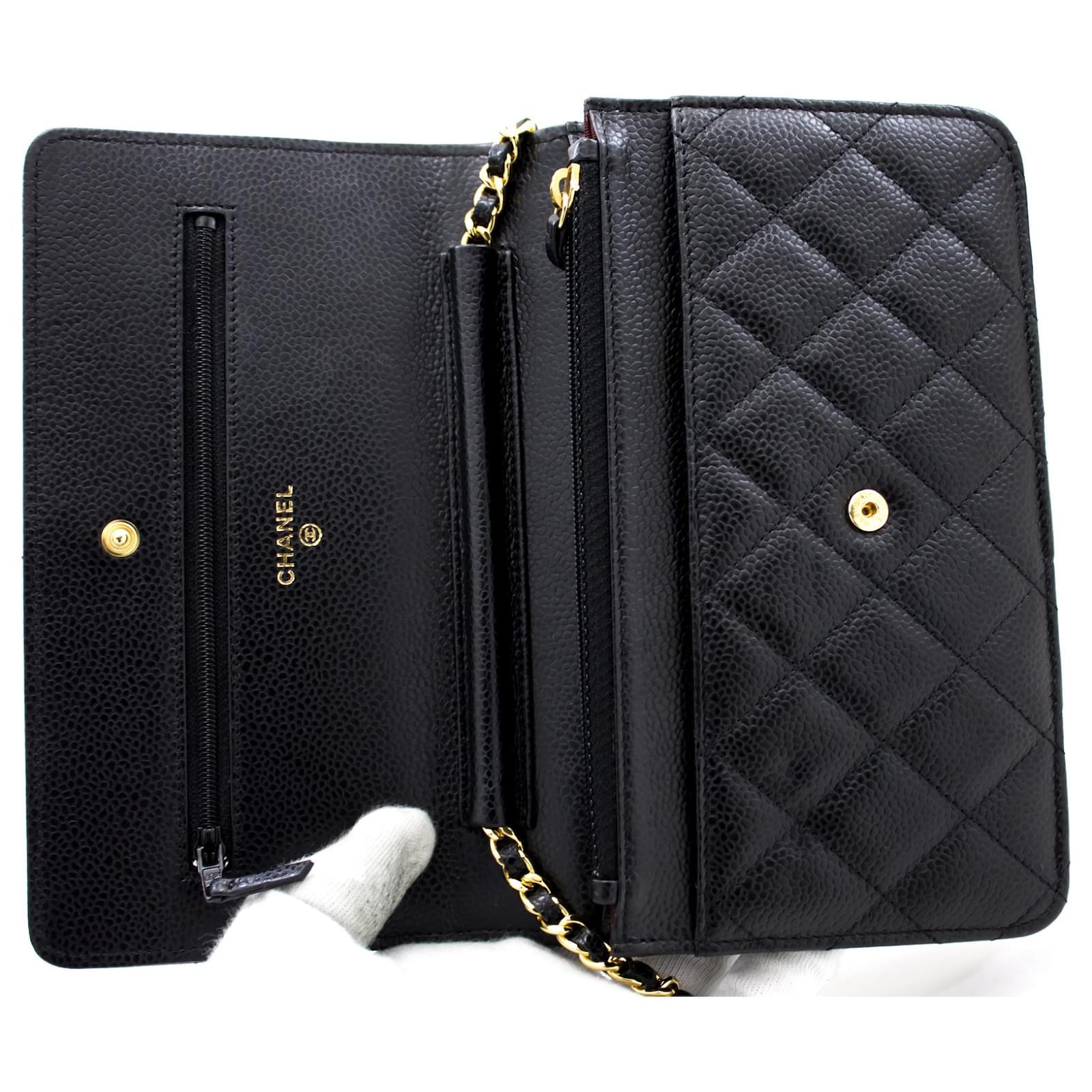 CHANEL Caviar Wallet On Chain WOC Schwarze Umhängetasche Crossbody ...