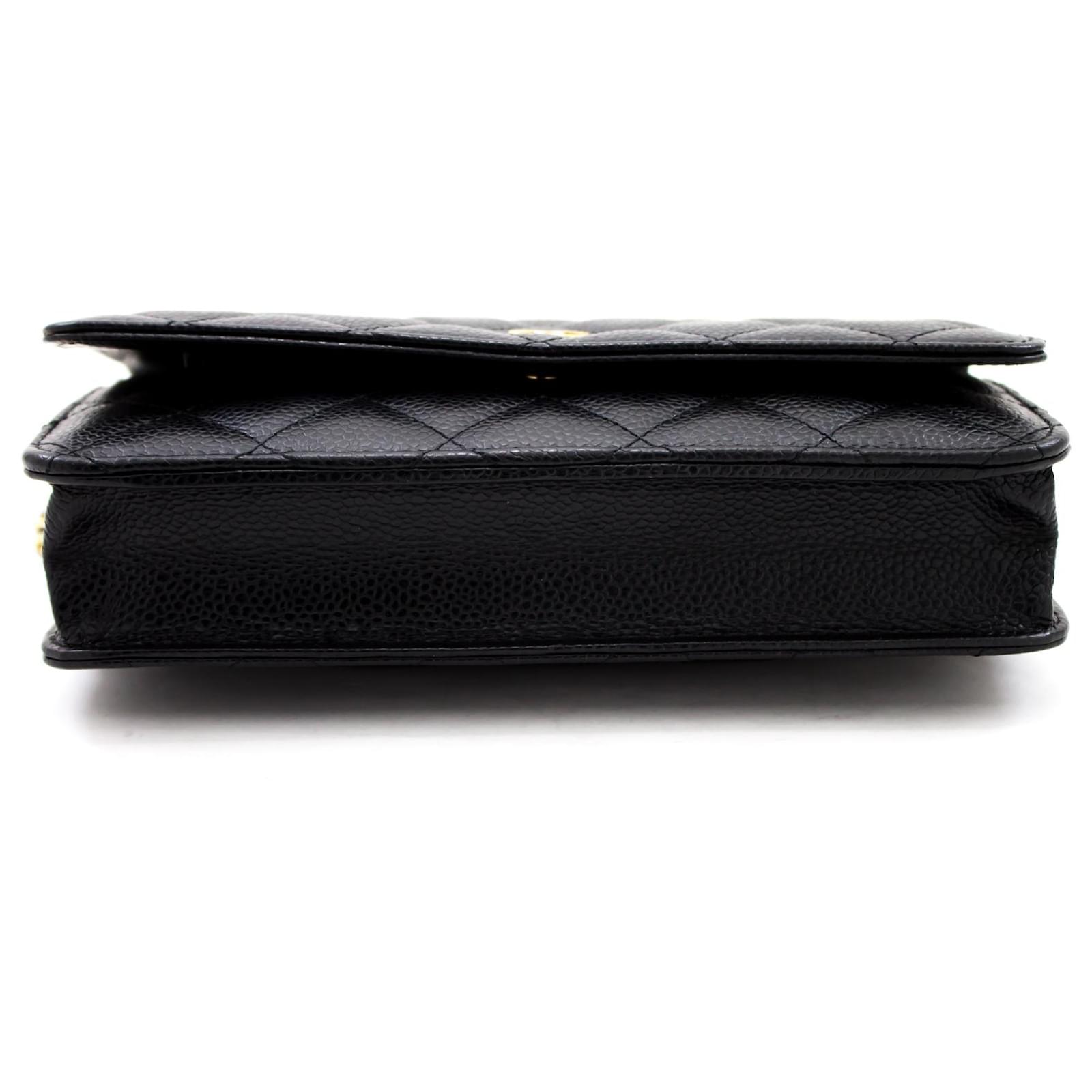 CHANEL Caviar Wallet On Chain WOC Schwarze Umhängetasche Crossbody ...