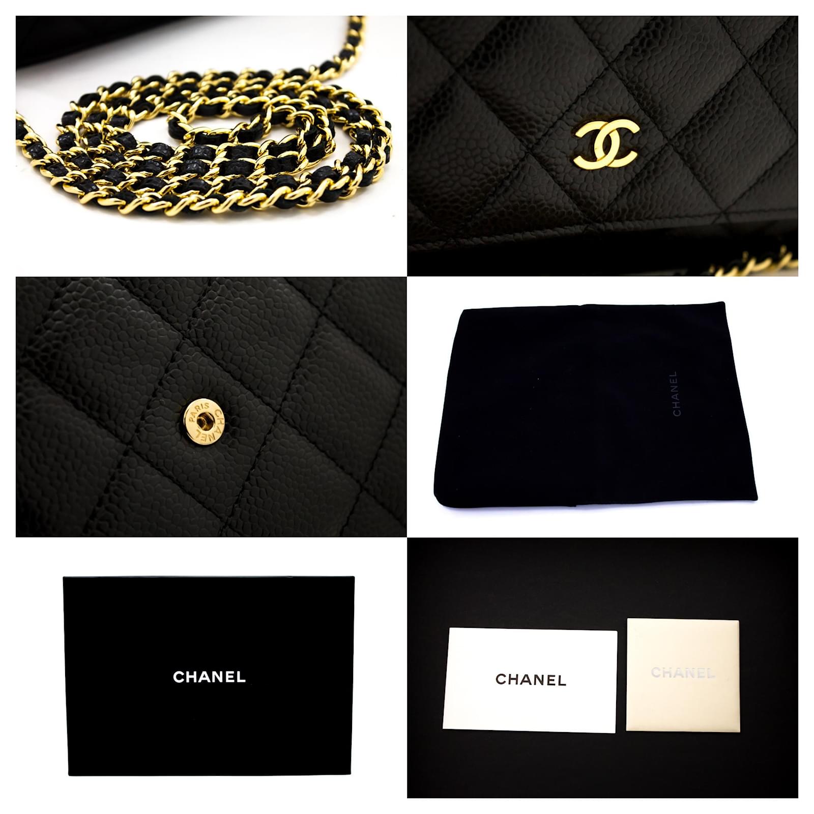 CHANEL Caviar Wallet On Chain WOC Schwarze Umhängetasche Crossbody ...