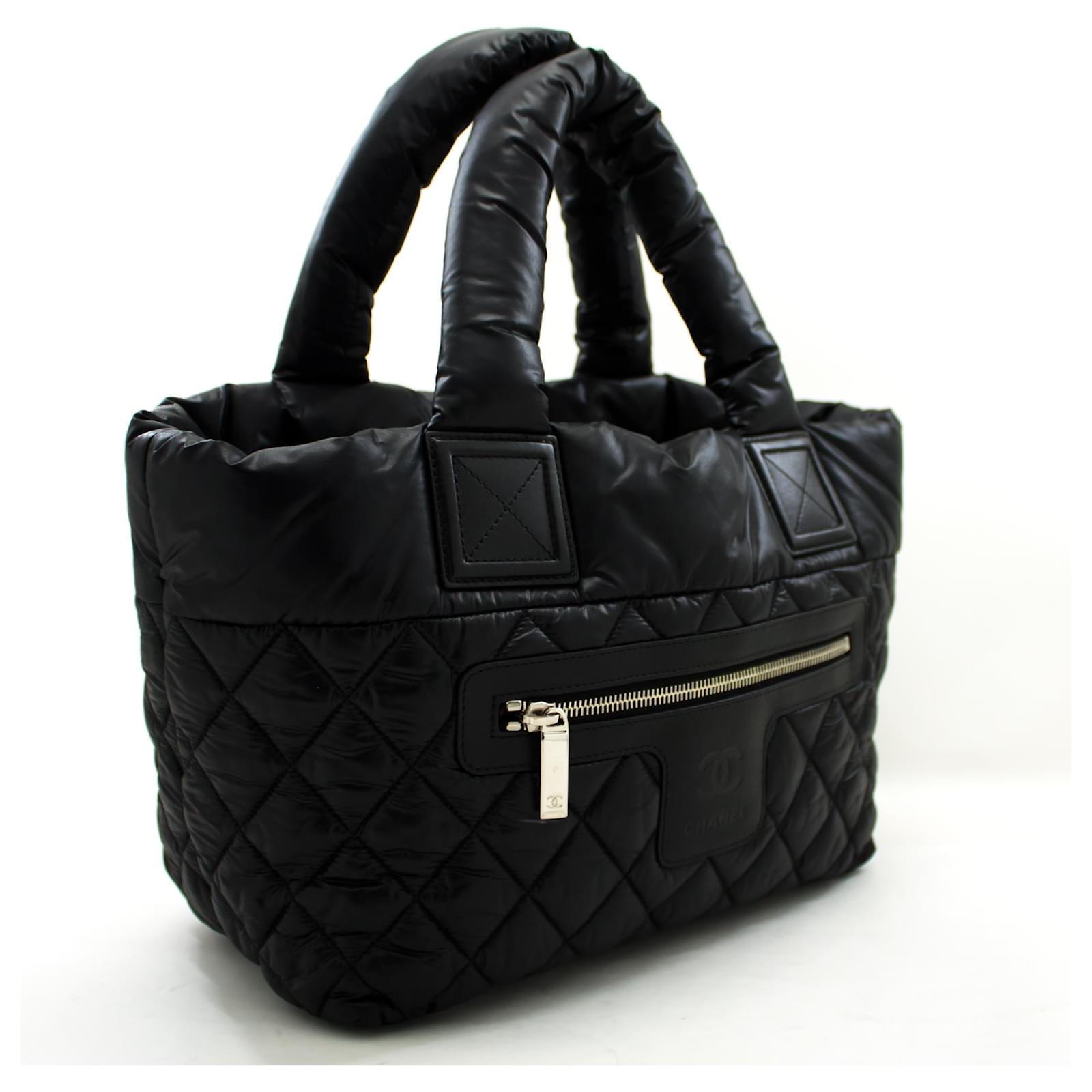CHANEL Coco Cocoon Nylon Einkaufstasche Handtasche Schwarzes Bordeaux ...