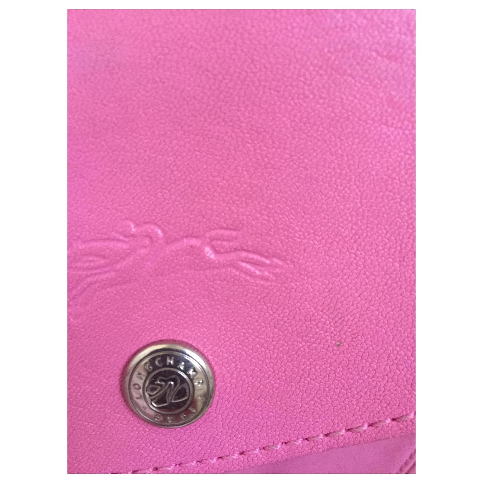 Longchamp Sac Pliage Le Cuir Rose ref.208141 - Joli Closet